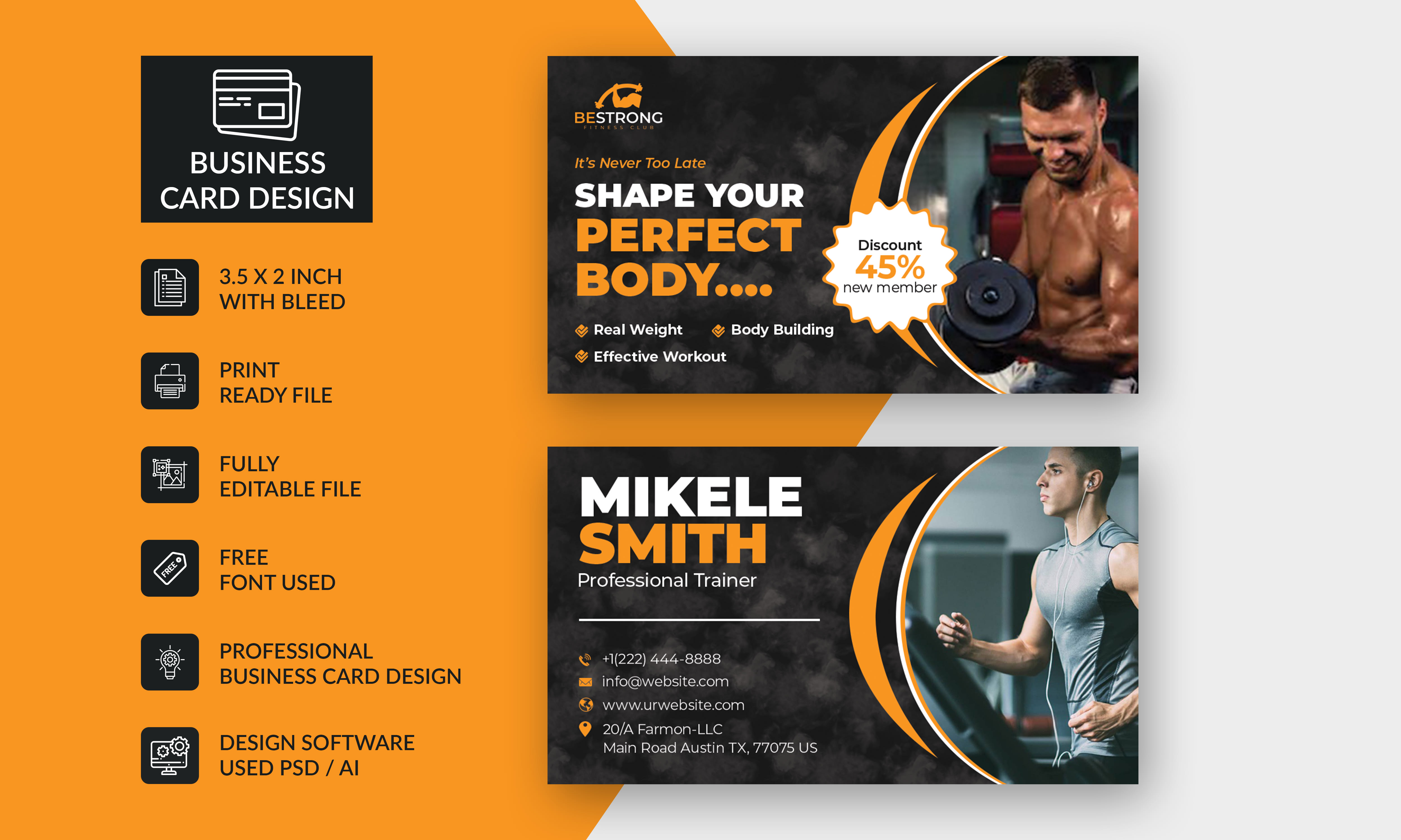 Business Cards Examples Of Fitness Business Card For Fitness Store
