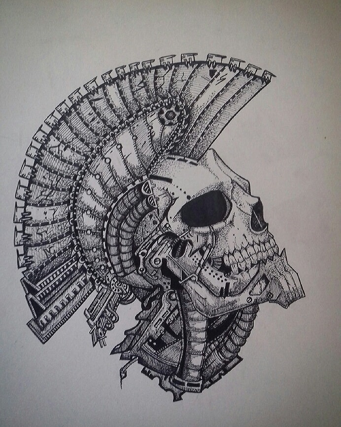 Biomechanical Skull Tattoos