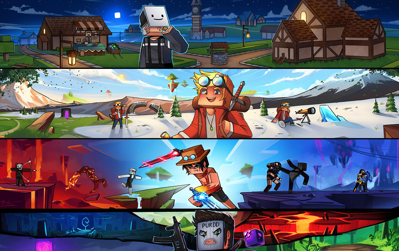 Arte Do Canal Do Youtube 2048x1152 Minecraft 🔥 Free Download