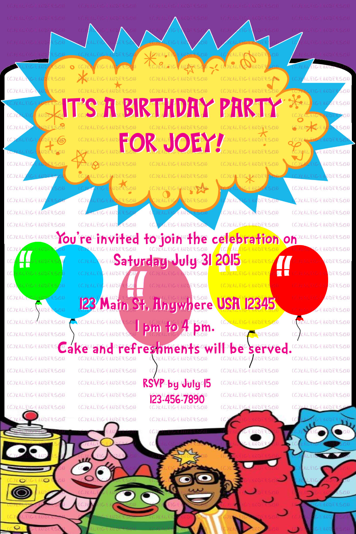 Yo Gabba Gabba Birthday Party Invites Yo Gabba Gabba Kid's Party
