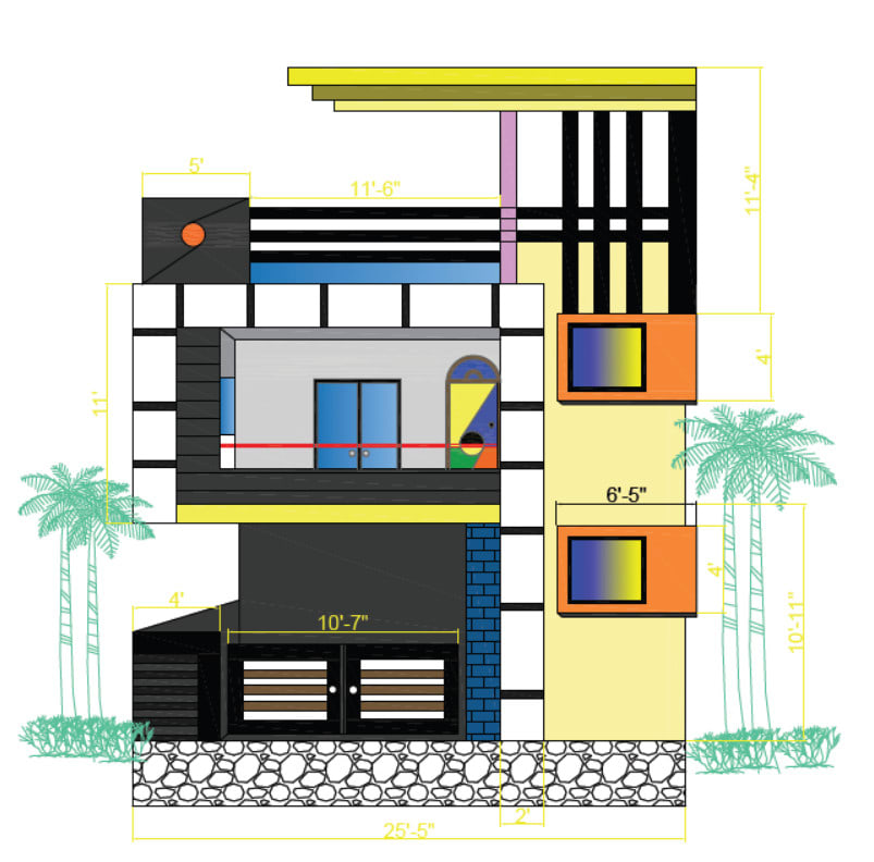 Home Design Front Elevation 2d Create Architectural 2d Floor Plan And