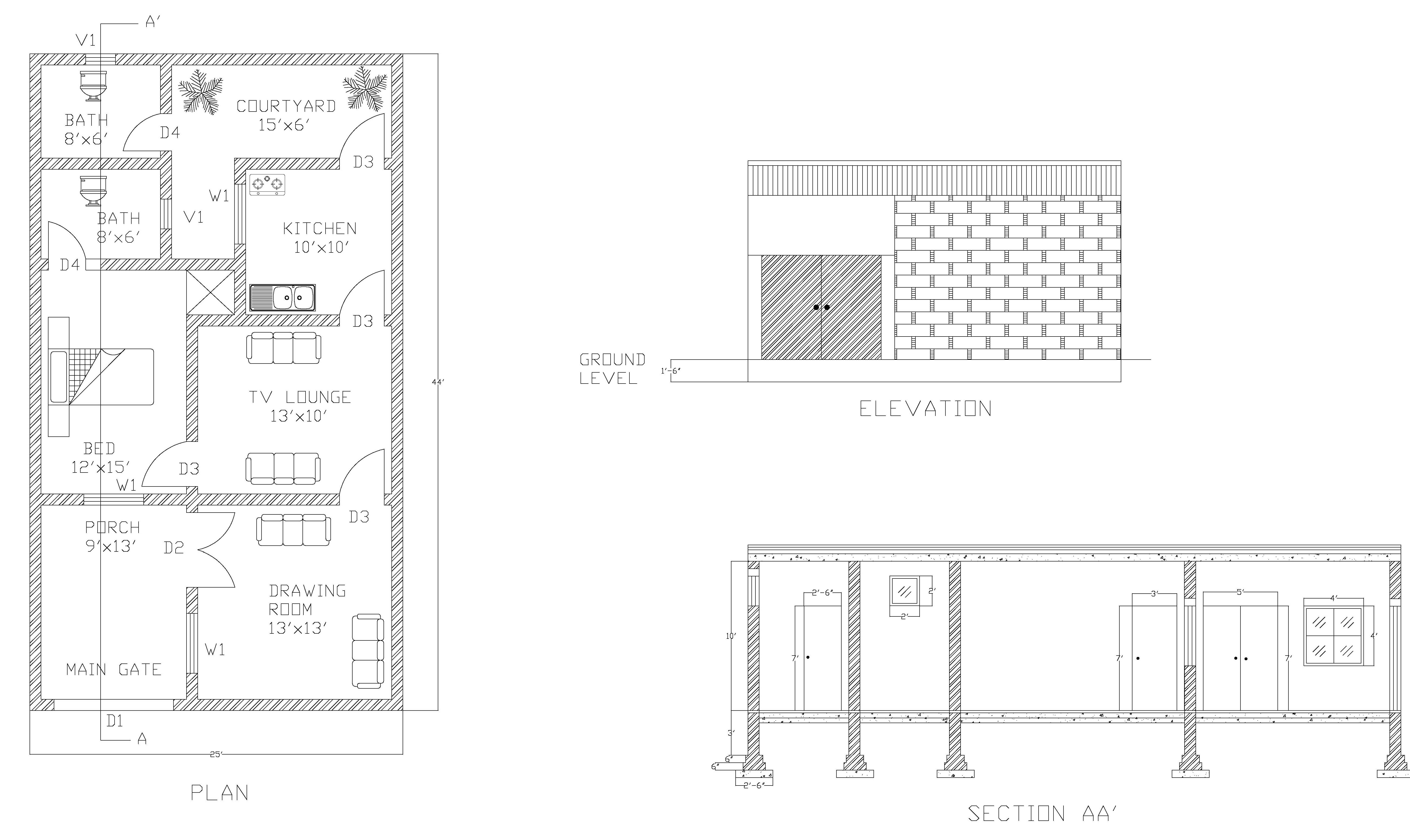 Autocad Elevation Inteior