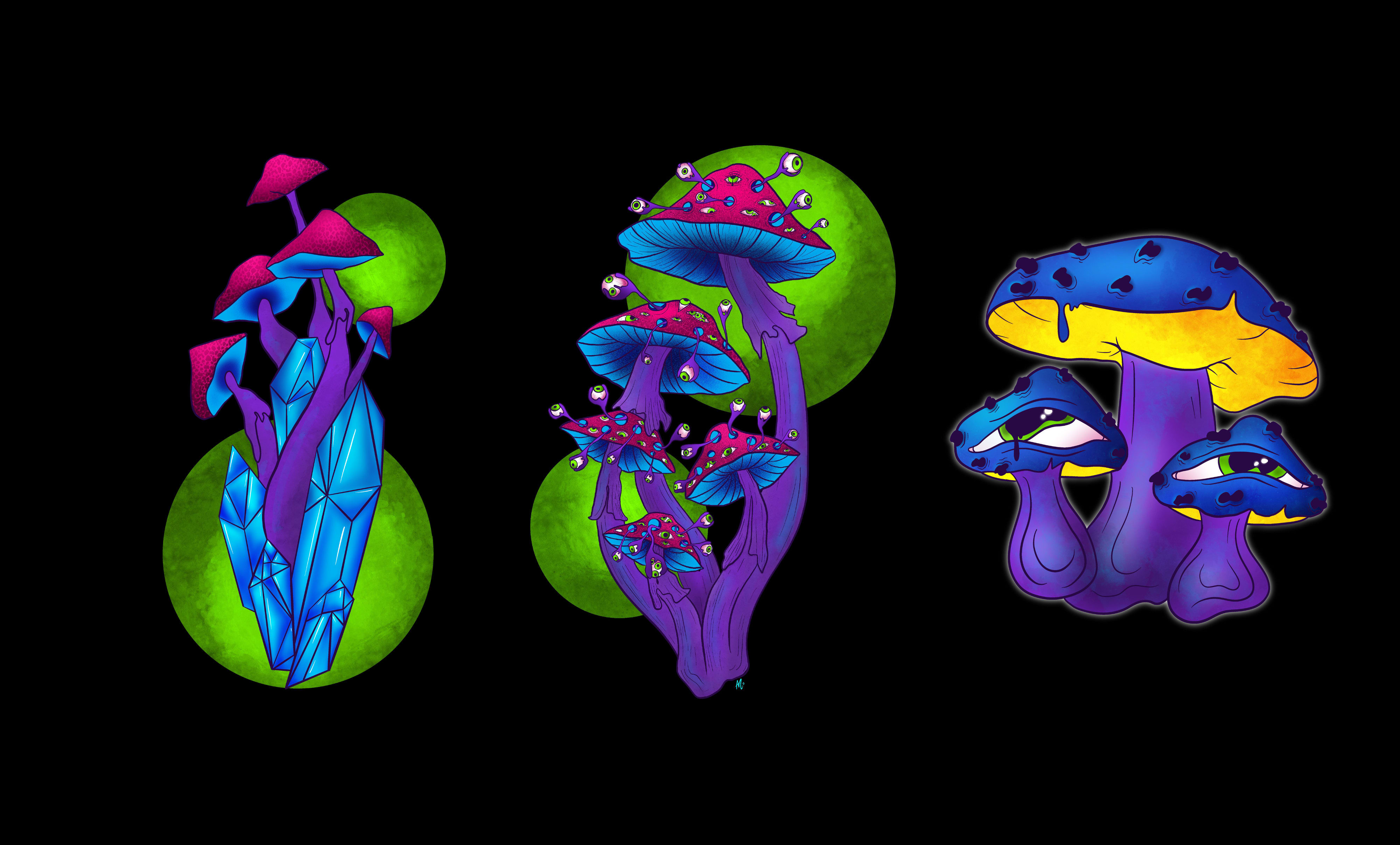 Schizzo Di Fungo Psichedelico Cloud Gazing On Magic Mushrooms