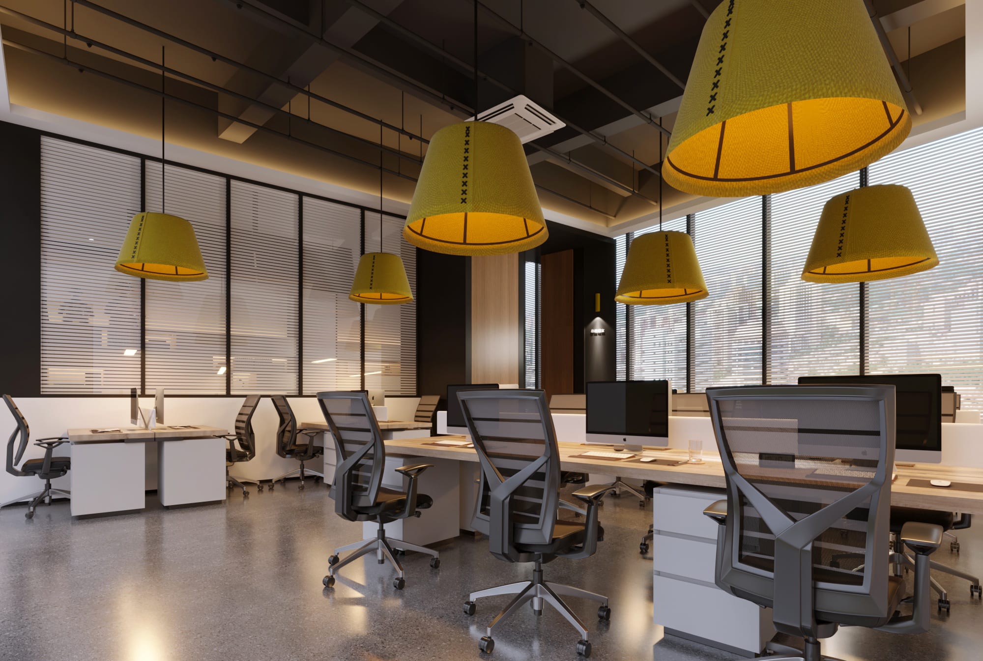 Office Interior Design 3d Rendering Modern Office Interior Design.
