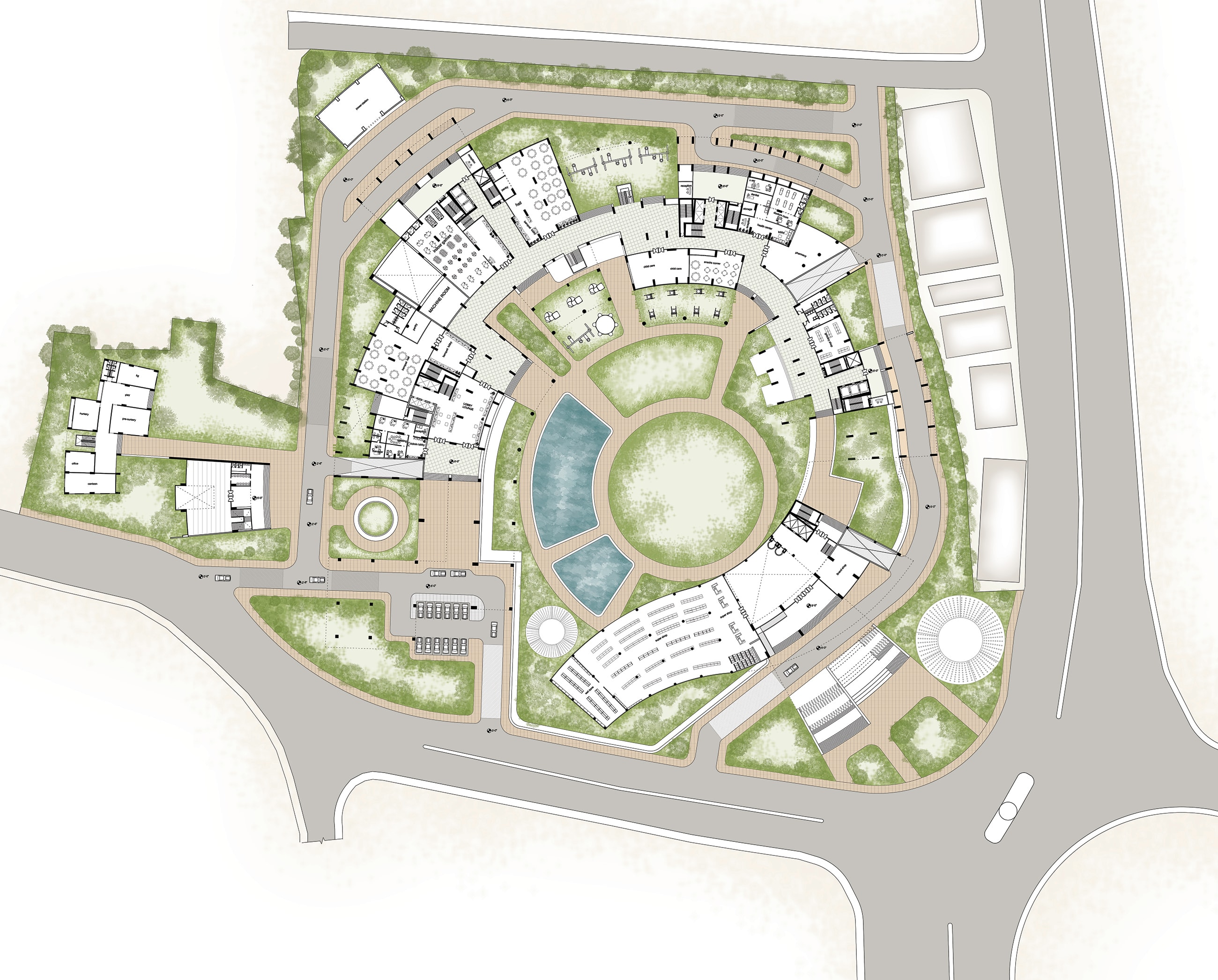 Architectural Site Plan Renderings Park Lighting, Picnic Area,