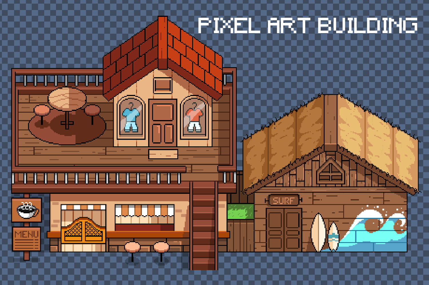 2d Pixel Buildings 2D Game City Backgrounds Pixel Art