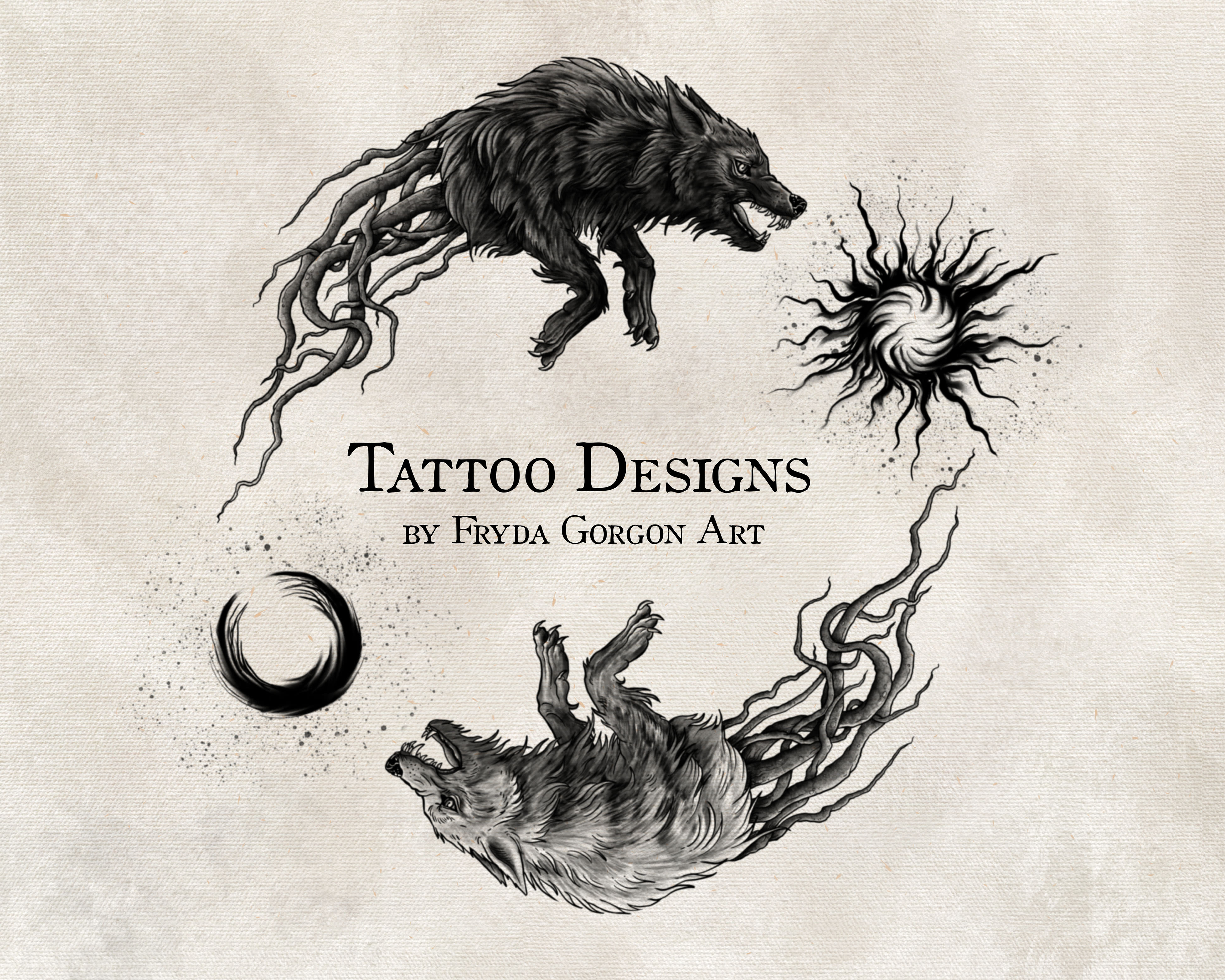 Skoll En Hati Tatoeage 2 Wolves Tattoo Design: Nordic Viking Wolves
