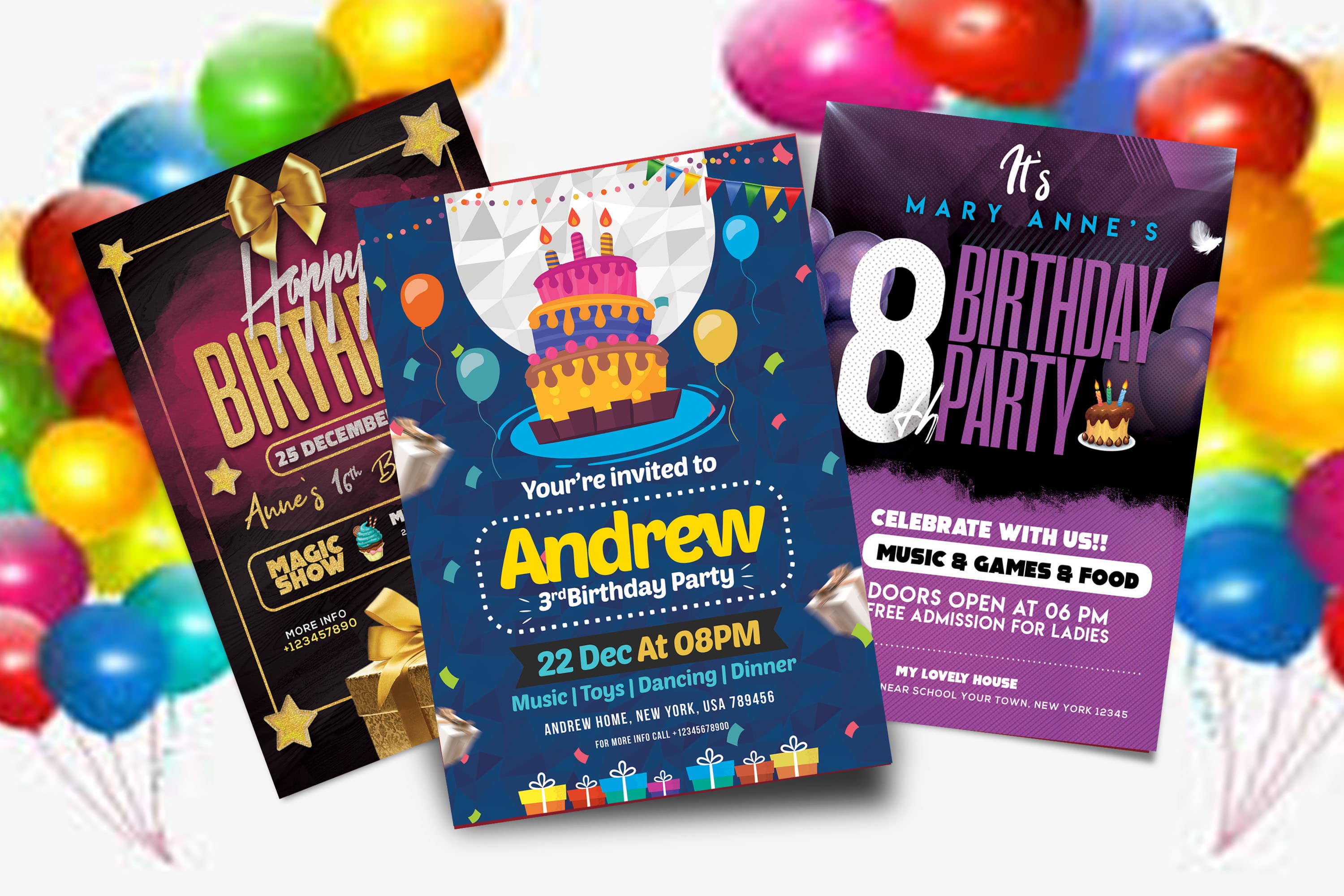 Magic Birthday Invite Card Game 5x7 Size Birthday Invitation Card