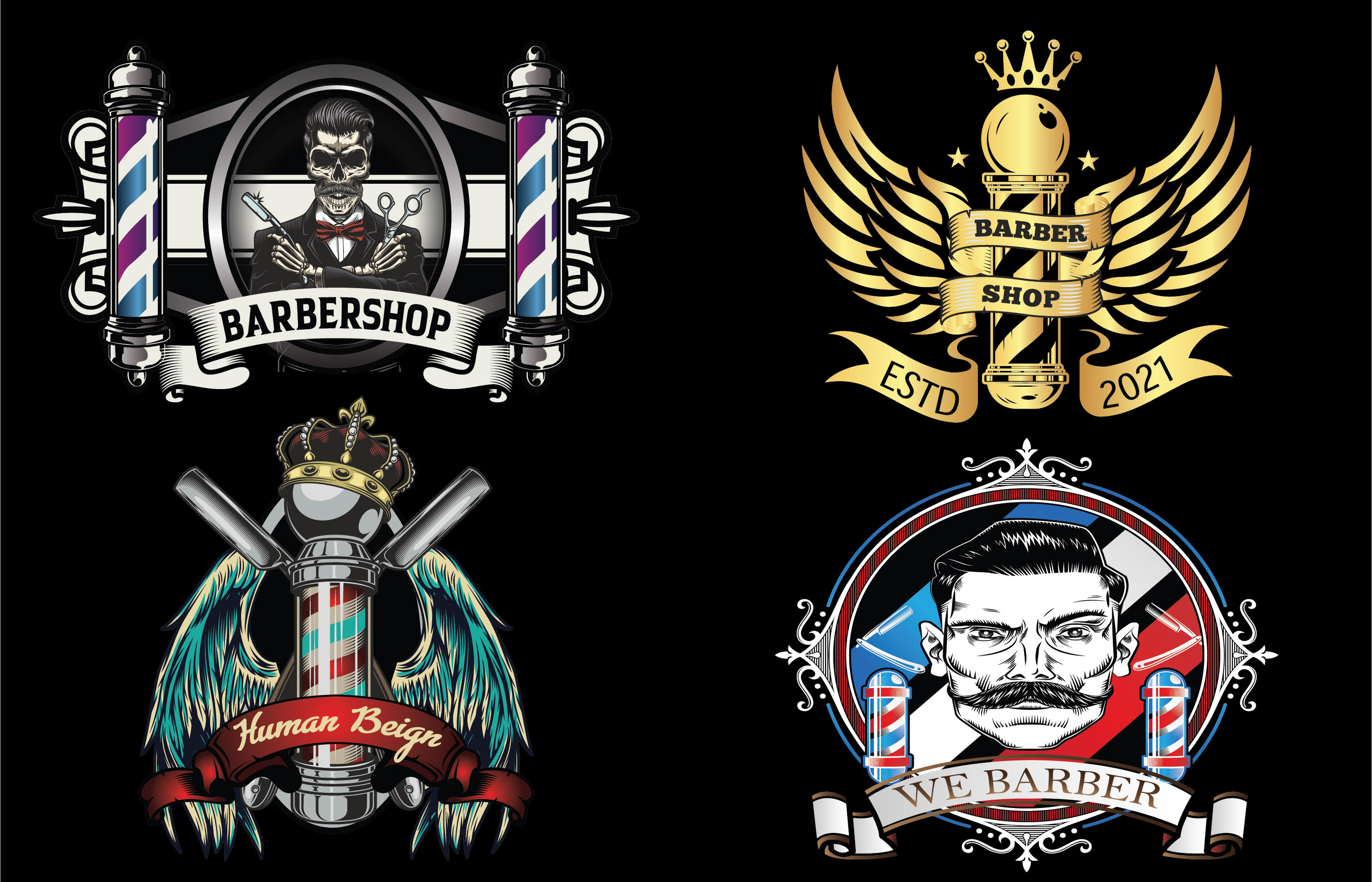 Cool Barber Shop Logos Barbershop Angel Logo