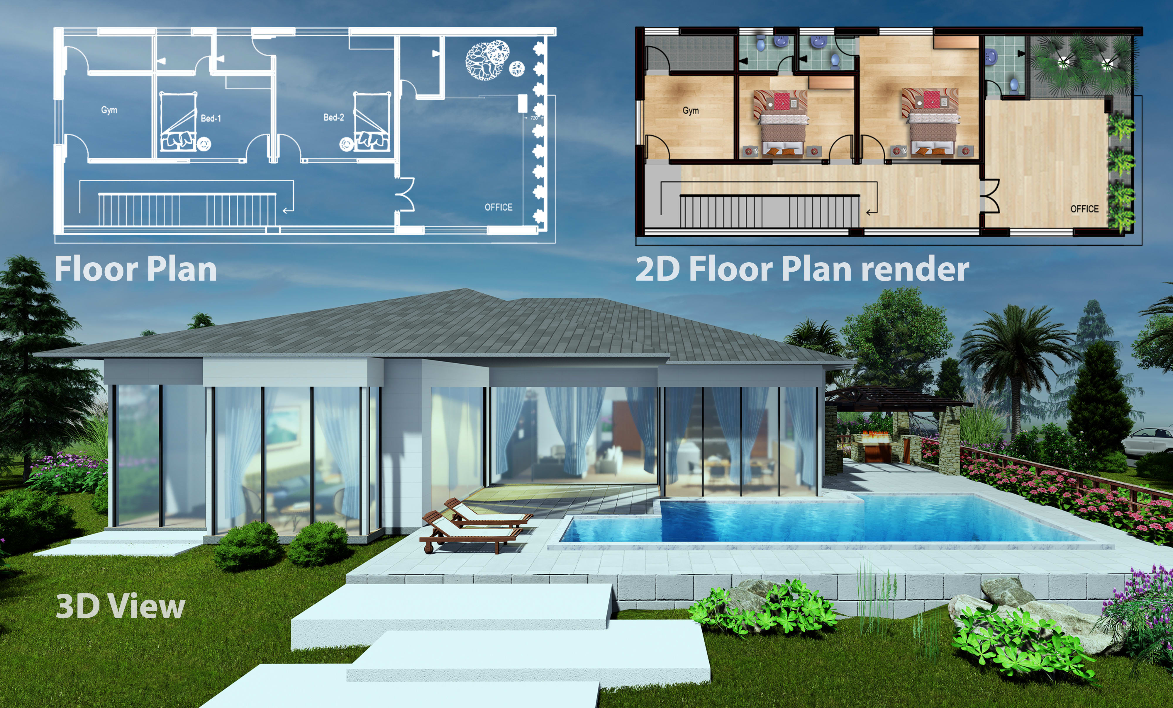 Modern House 3d Floor Plans House Plan Sketch Interior 3d
