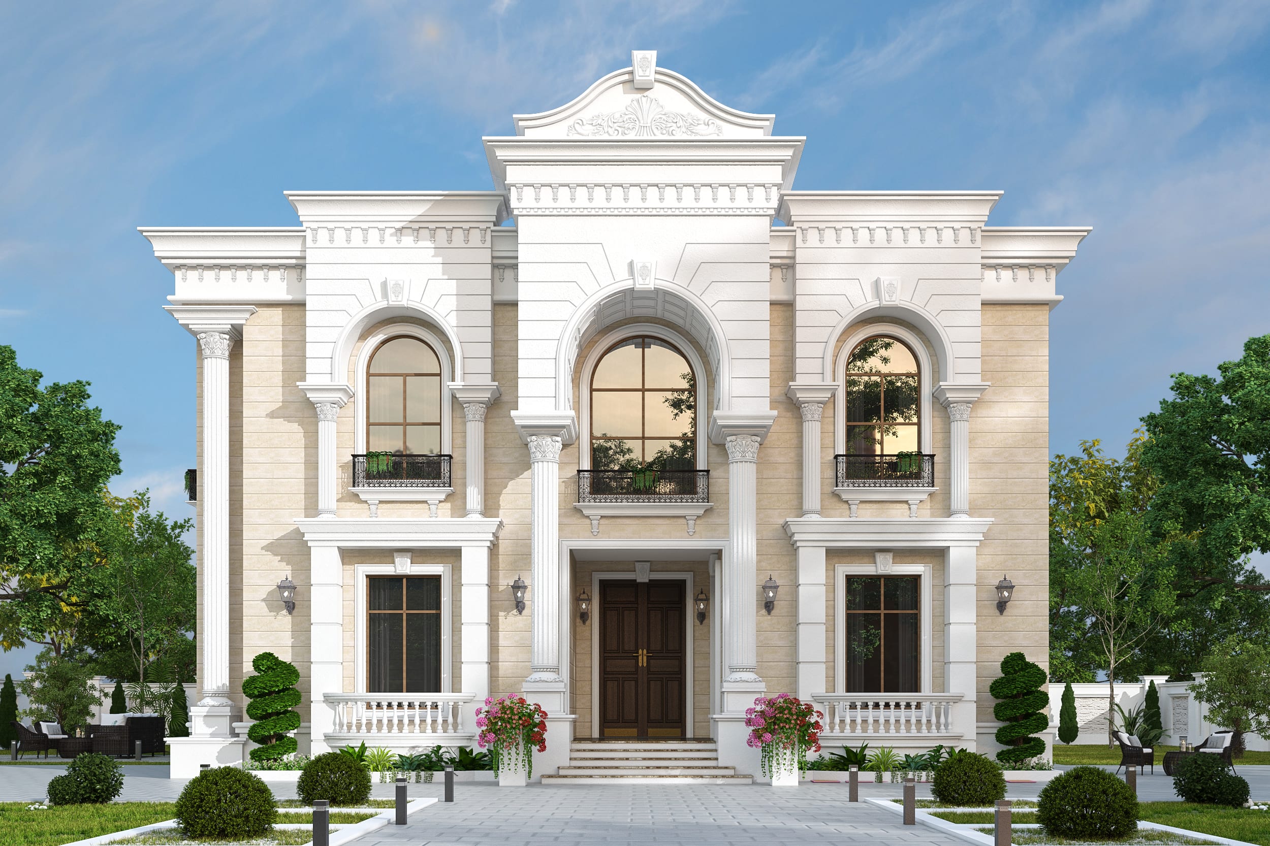 Clasic Villa 3d Elevation Classic House Front 3d Elevation Design In