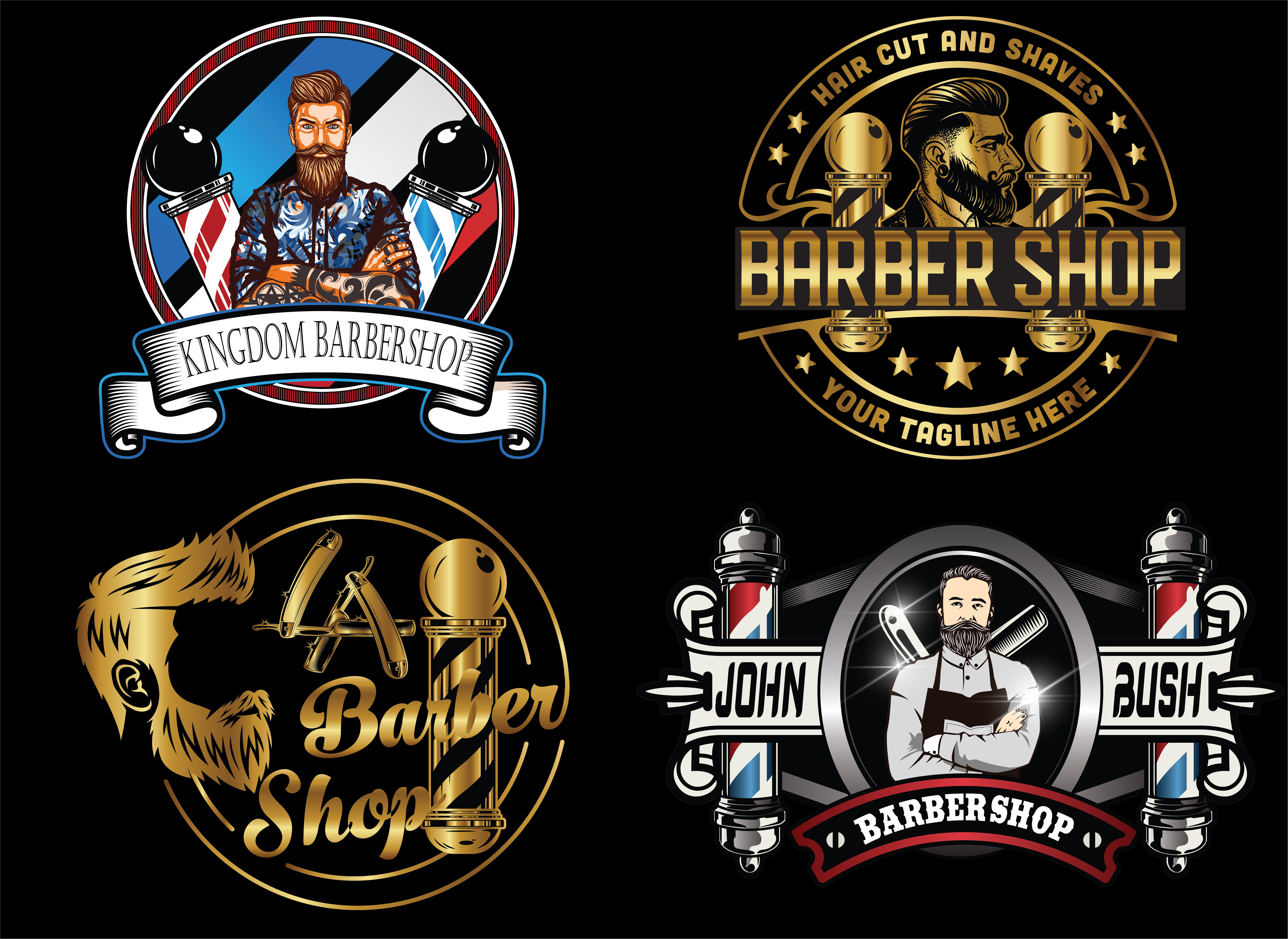 Vintage Barbershop Logo Vintage Retro Classic Barbershop Logo VECTOR,