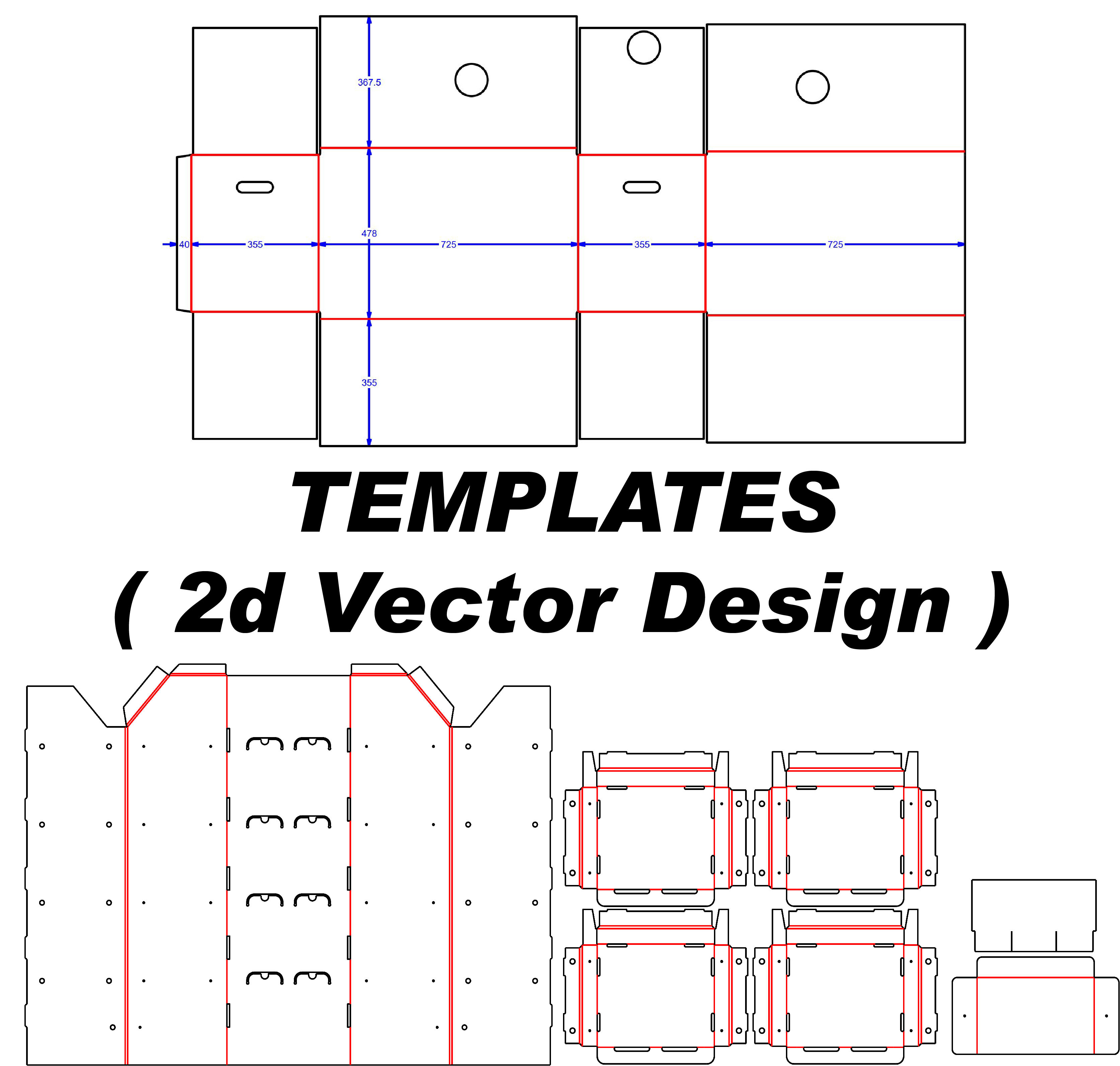 Cut Cardboard Box Blueprints