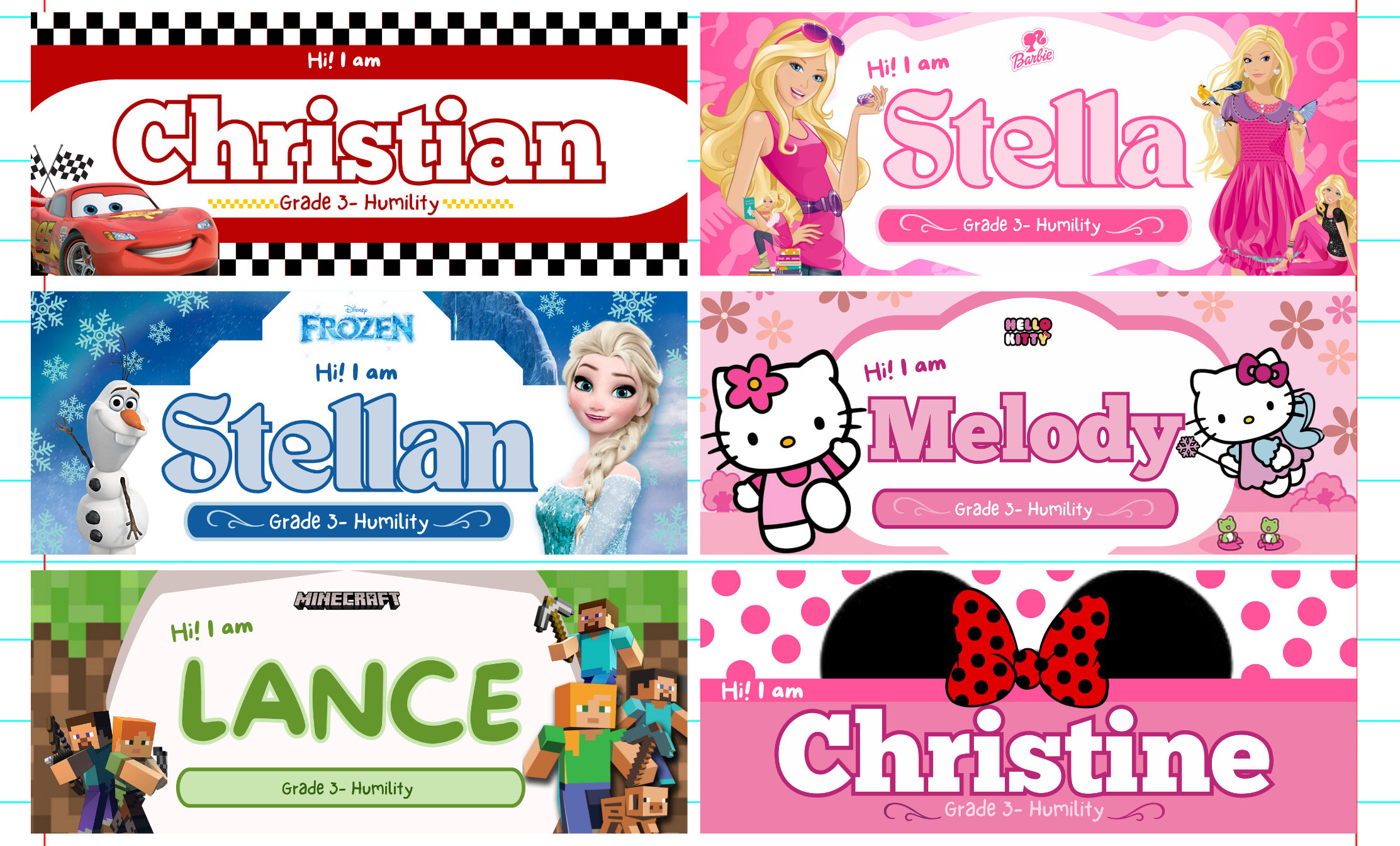 Hello Kitty Name Tag Design For Kids