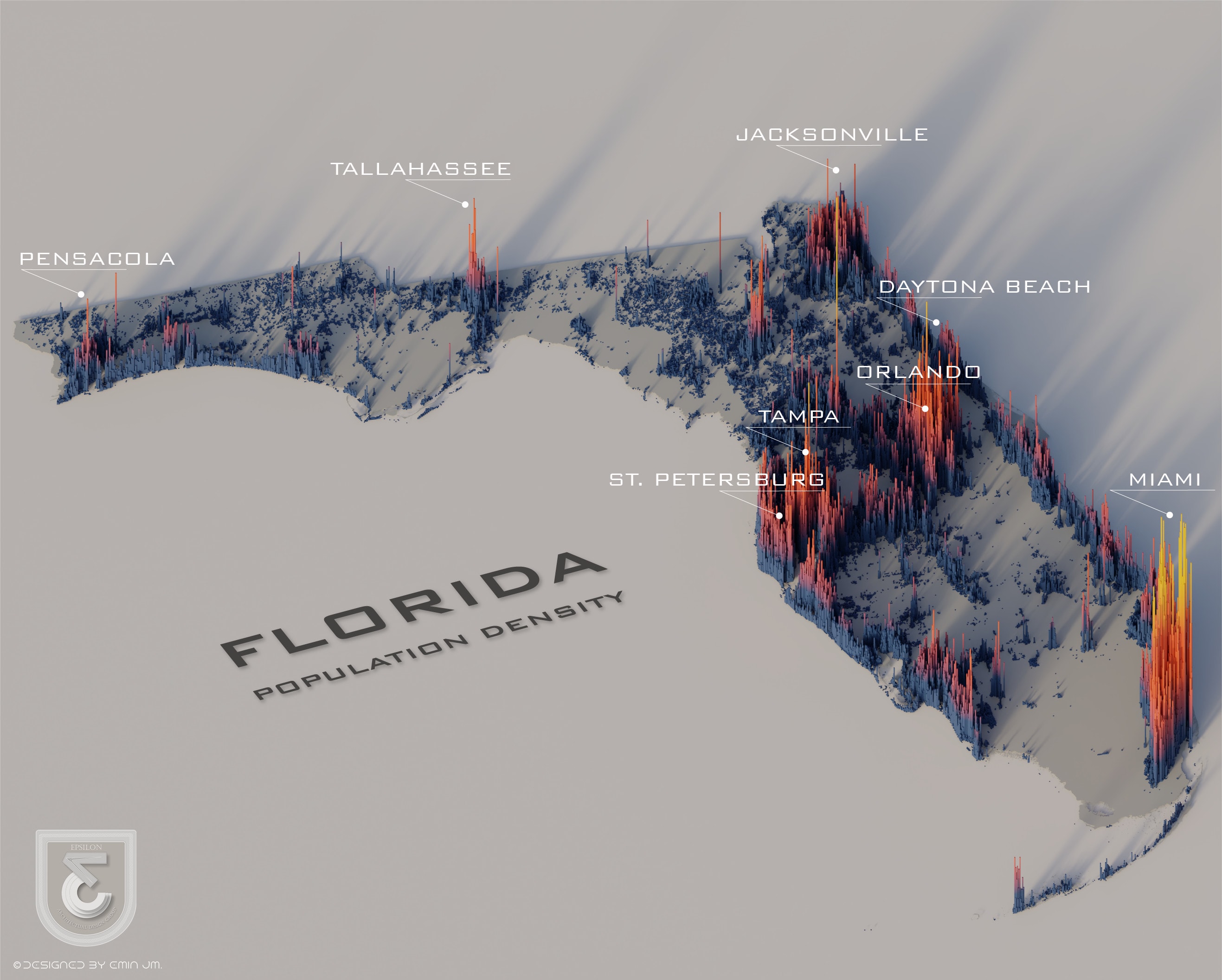 Florida Population Density Map ZIP Codes In Florida