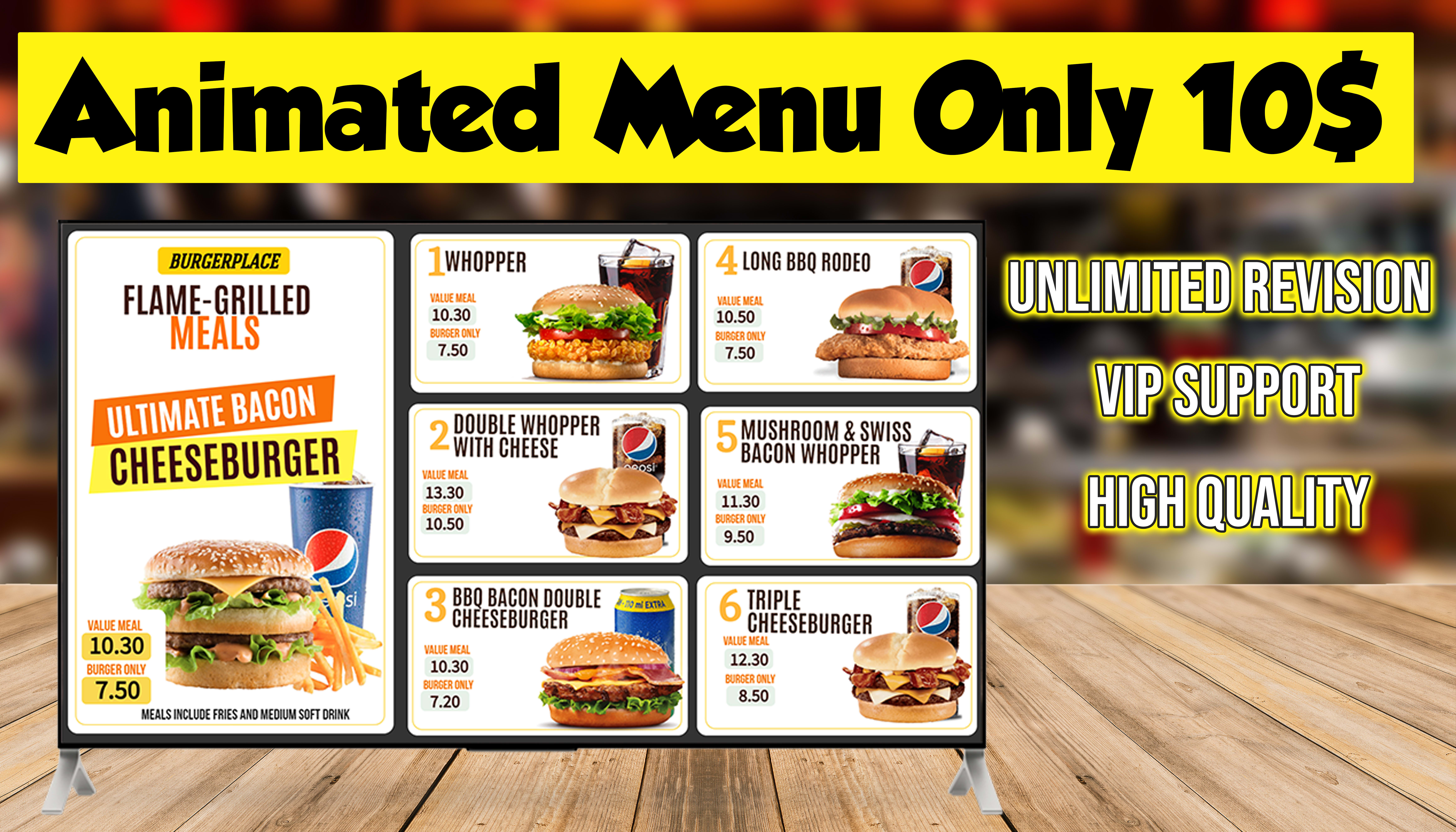 Burger King Menütafel