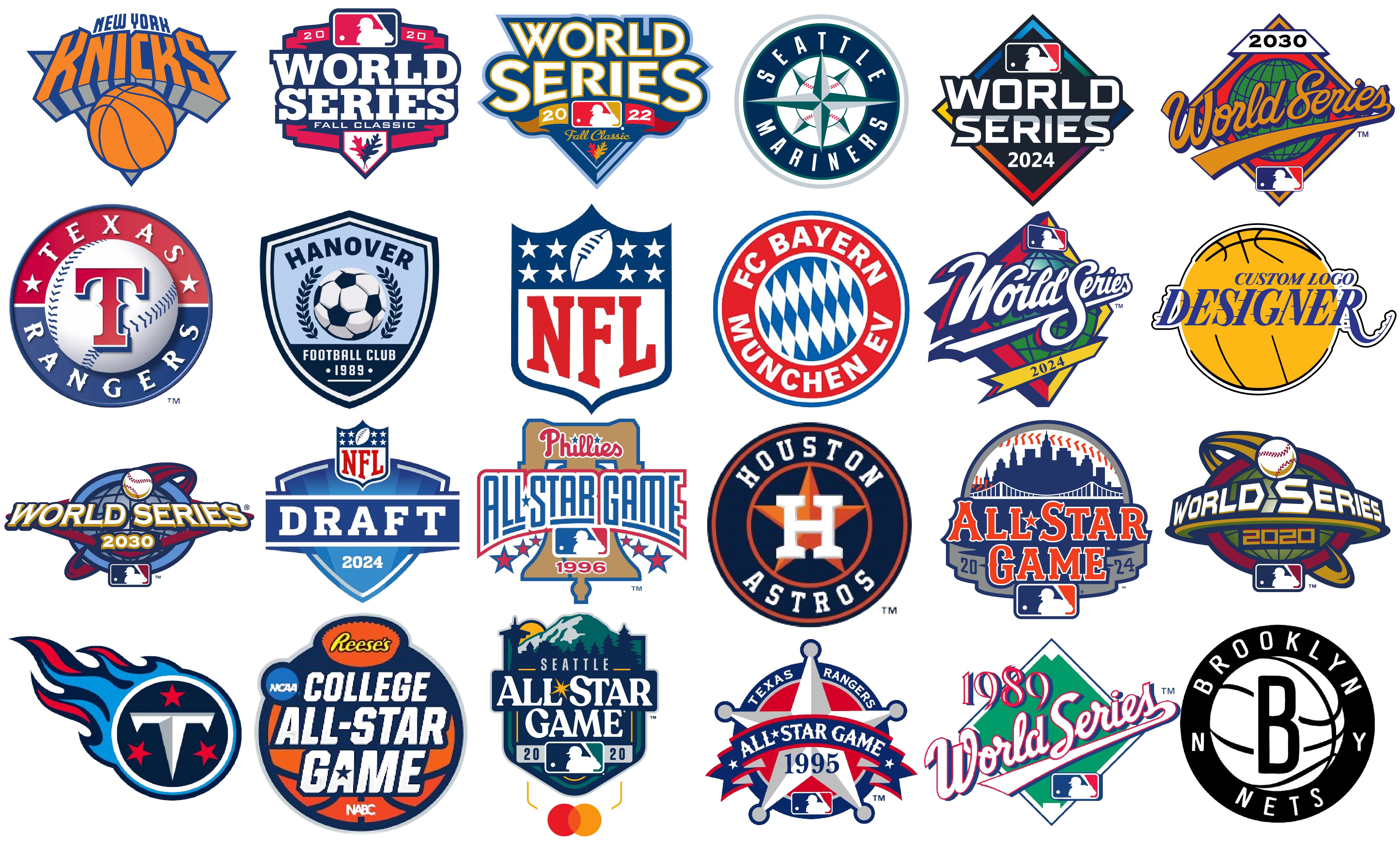 Nfl Nba Mlb Nhl Logo NFL NBA MLB NHL Team Logo Pin/Buttons 2.25"