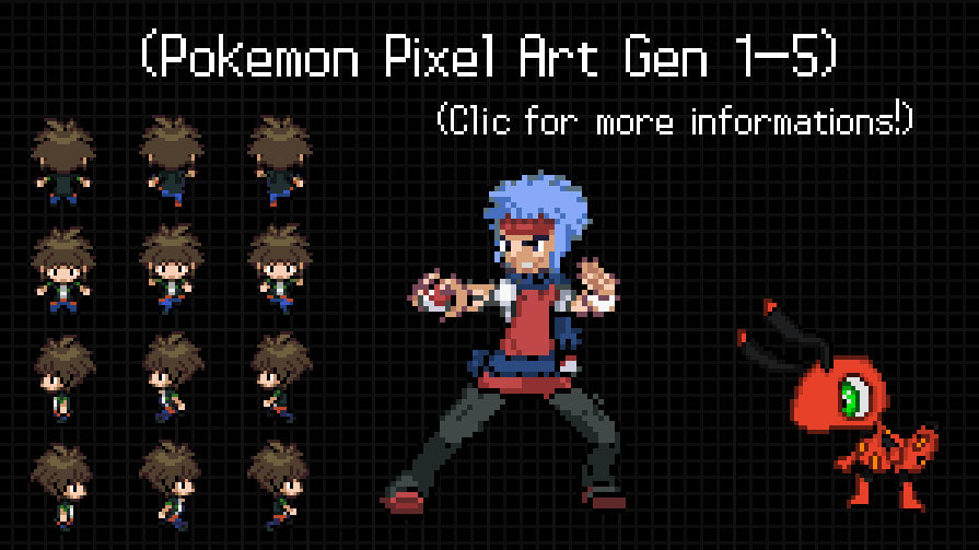 Sprite Di Pokemon Pixel Sprite Art Of A New Dog Like Pokemon With Blue