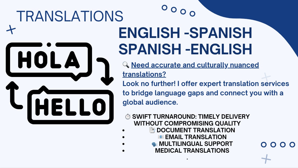 Spanish To English Translation Sheet