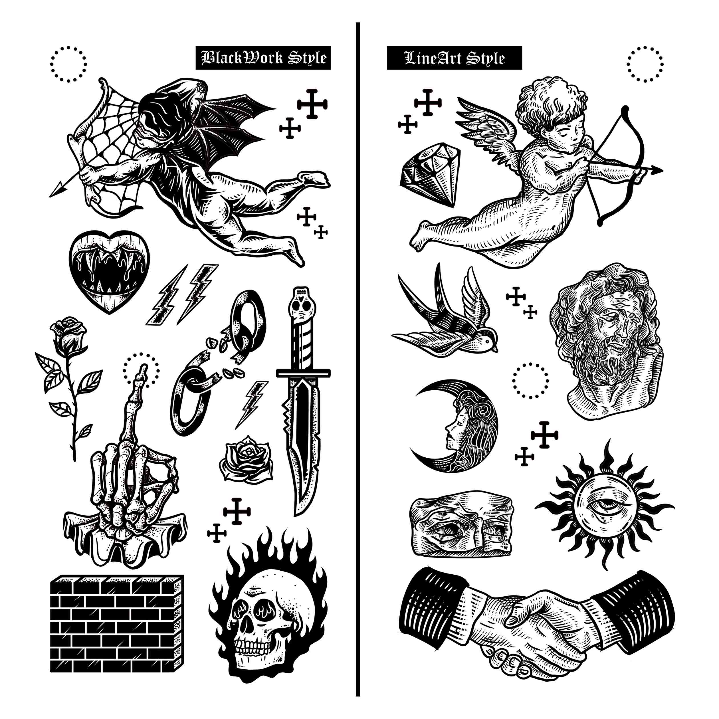 blackwork flash tattoo