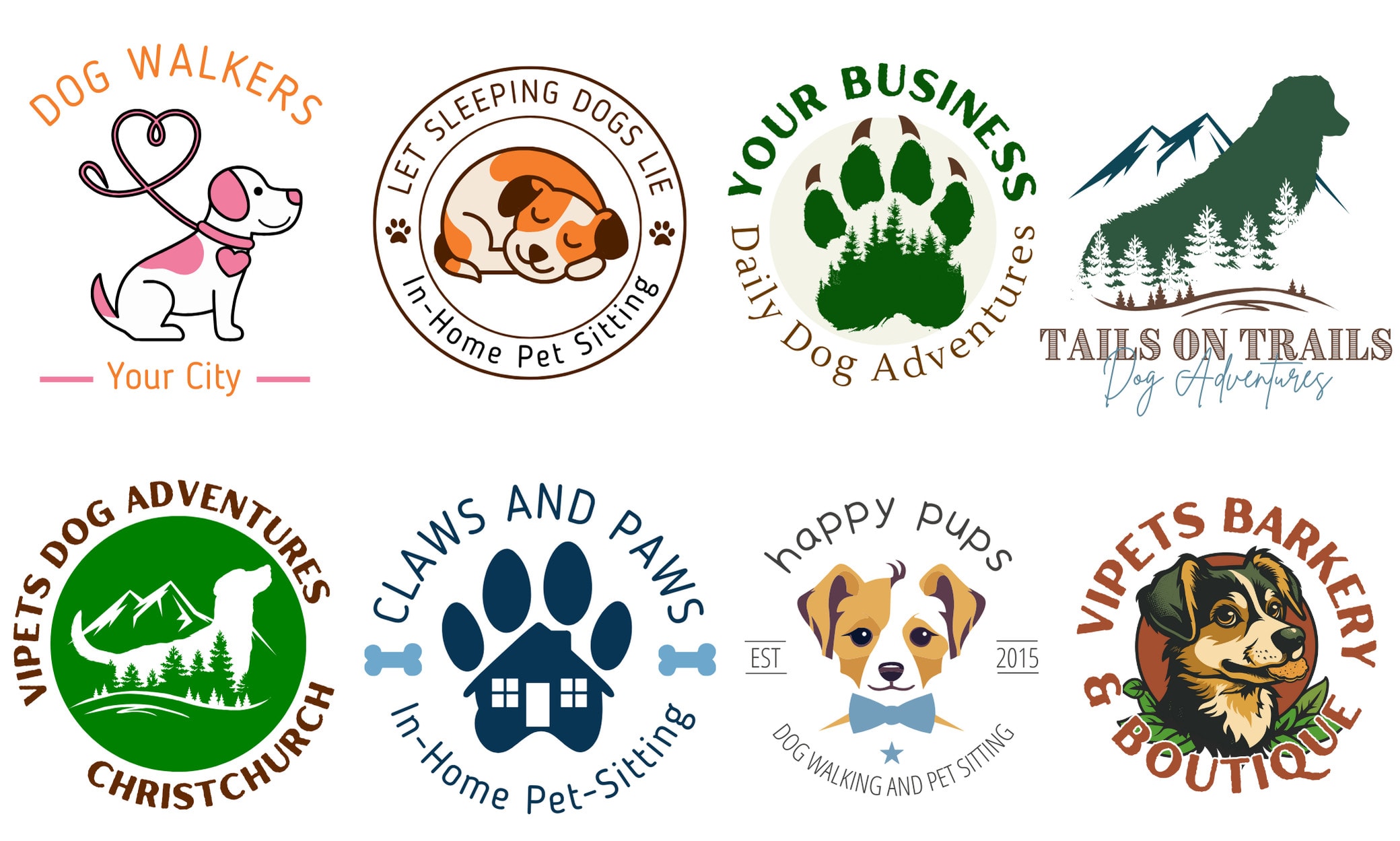 Dog Walking Logo Design Dachshund Premade Logo Design, Dog With Ball