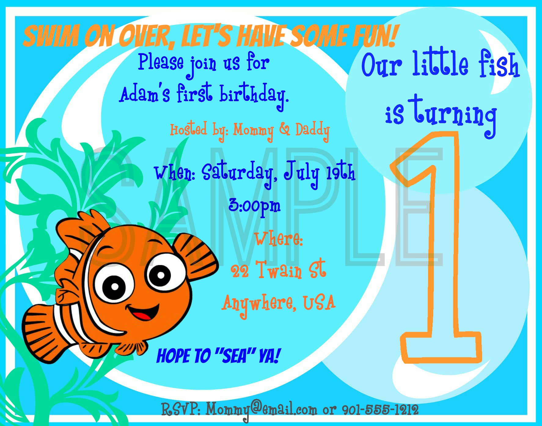 Finding Nemo Invitations