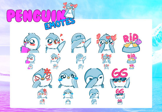 Twitch Emotes Penguins Teal A Digital Drawing & Illustration etna.com.pe