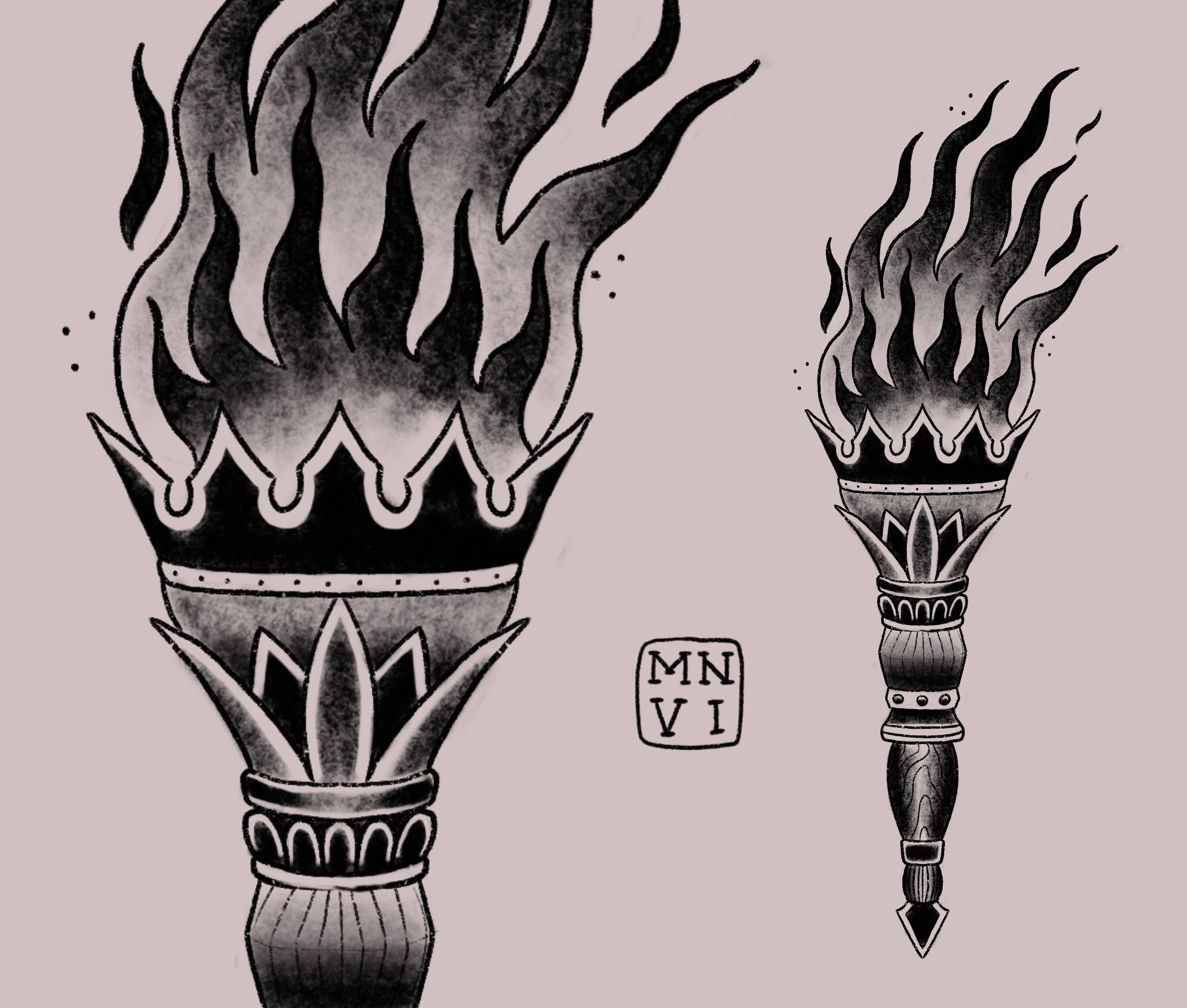 Traditional torch tattoo flash - Bronctattooaus.com