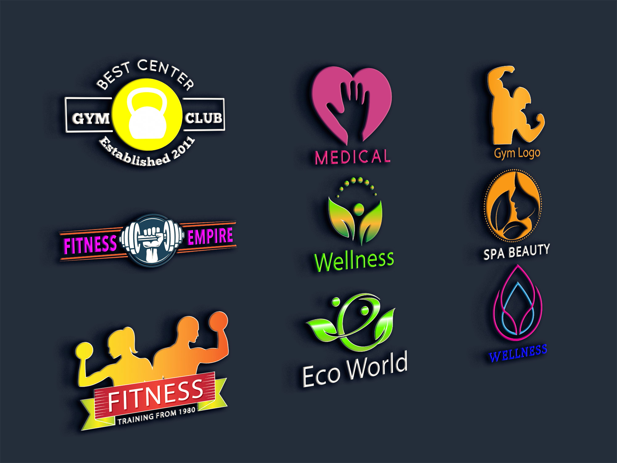 Spa Gym Logo Wellness & Fitness Logo Design | Gym Logo Design | Logo