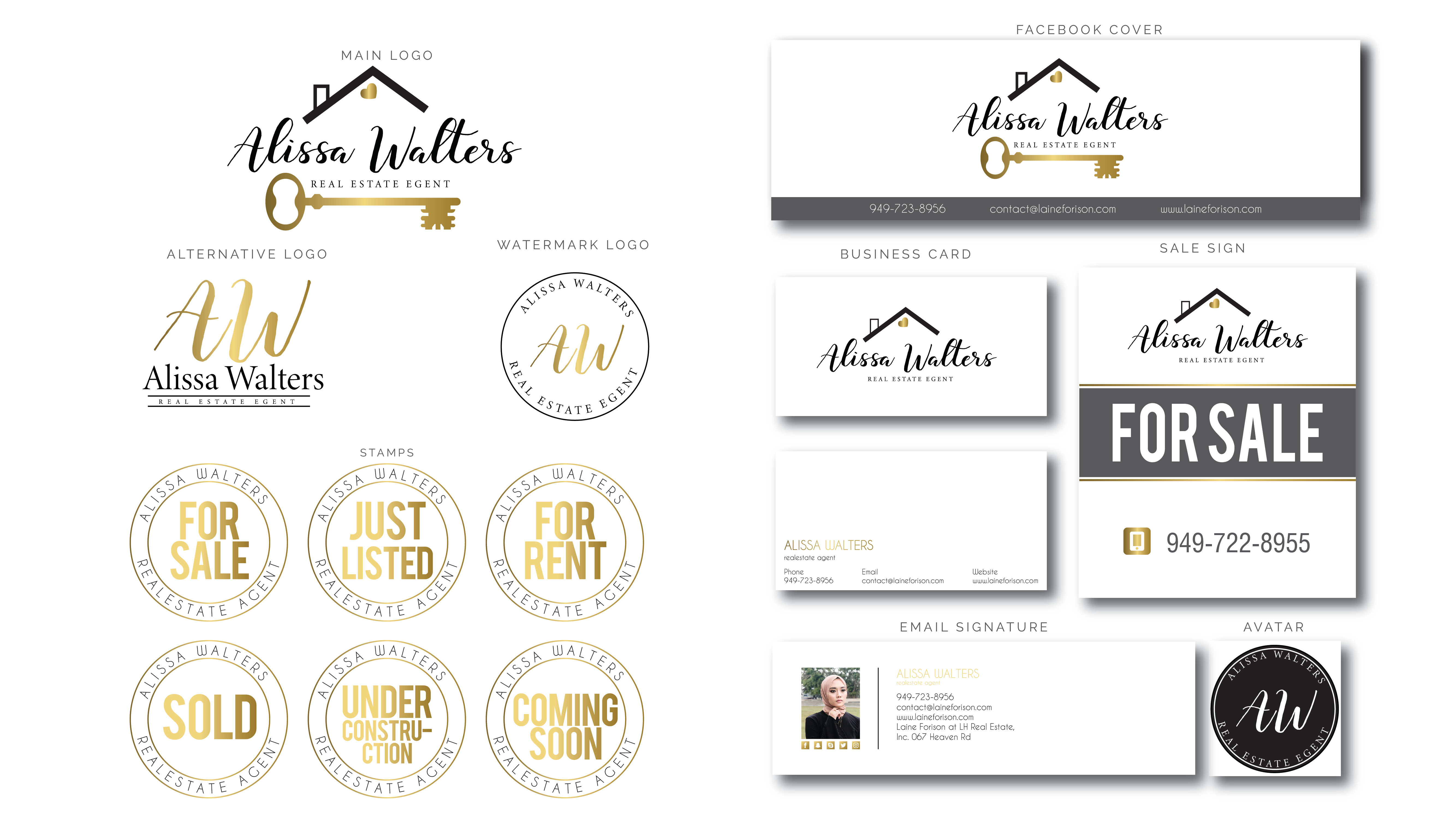 Stationery Door Logo Premade Realtor branding kit Modern Broker Realtor ...
