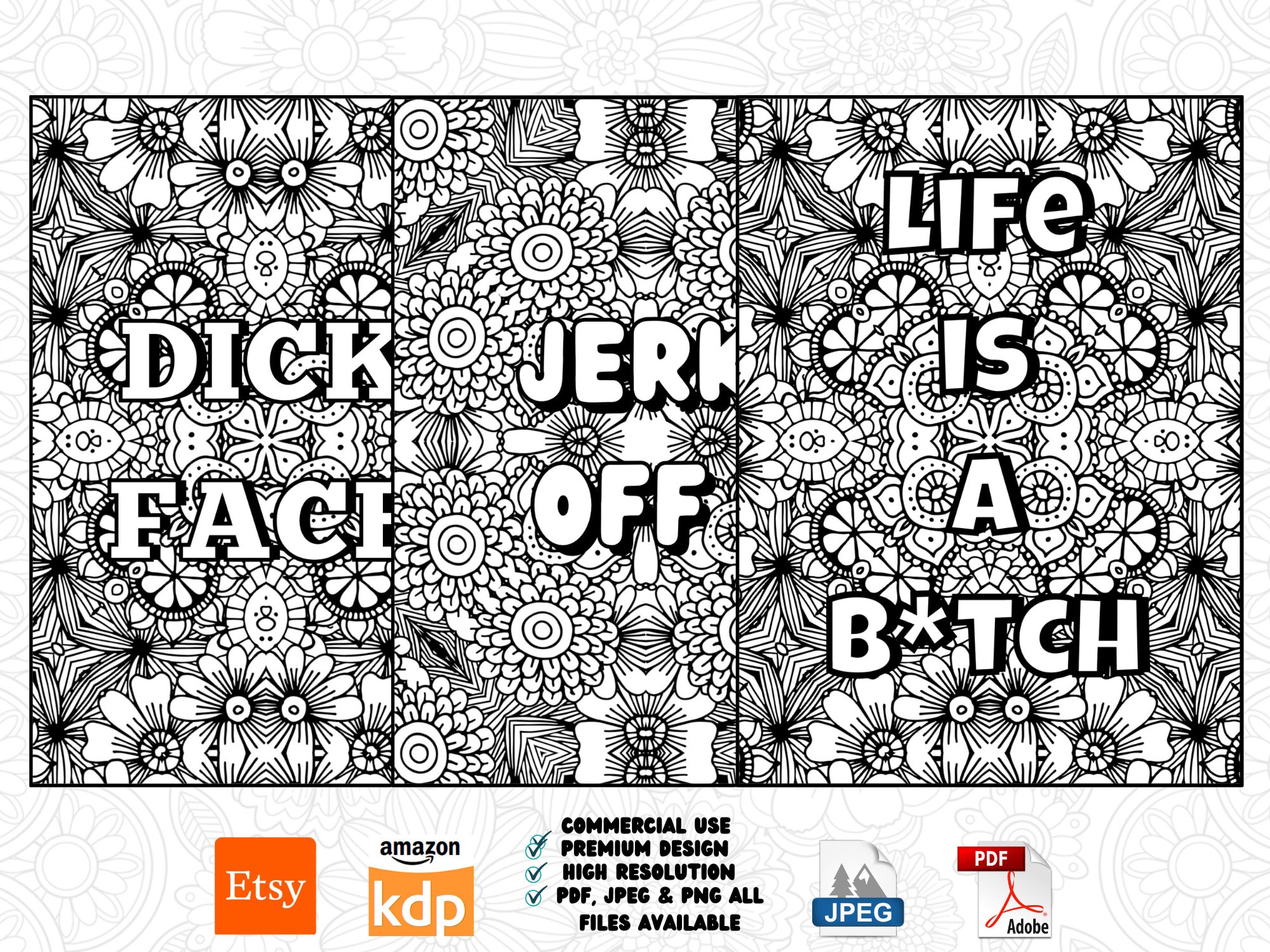 swear word coloring pages etsy handmade