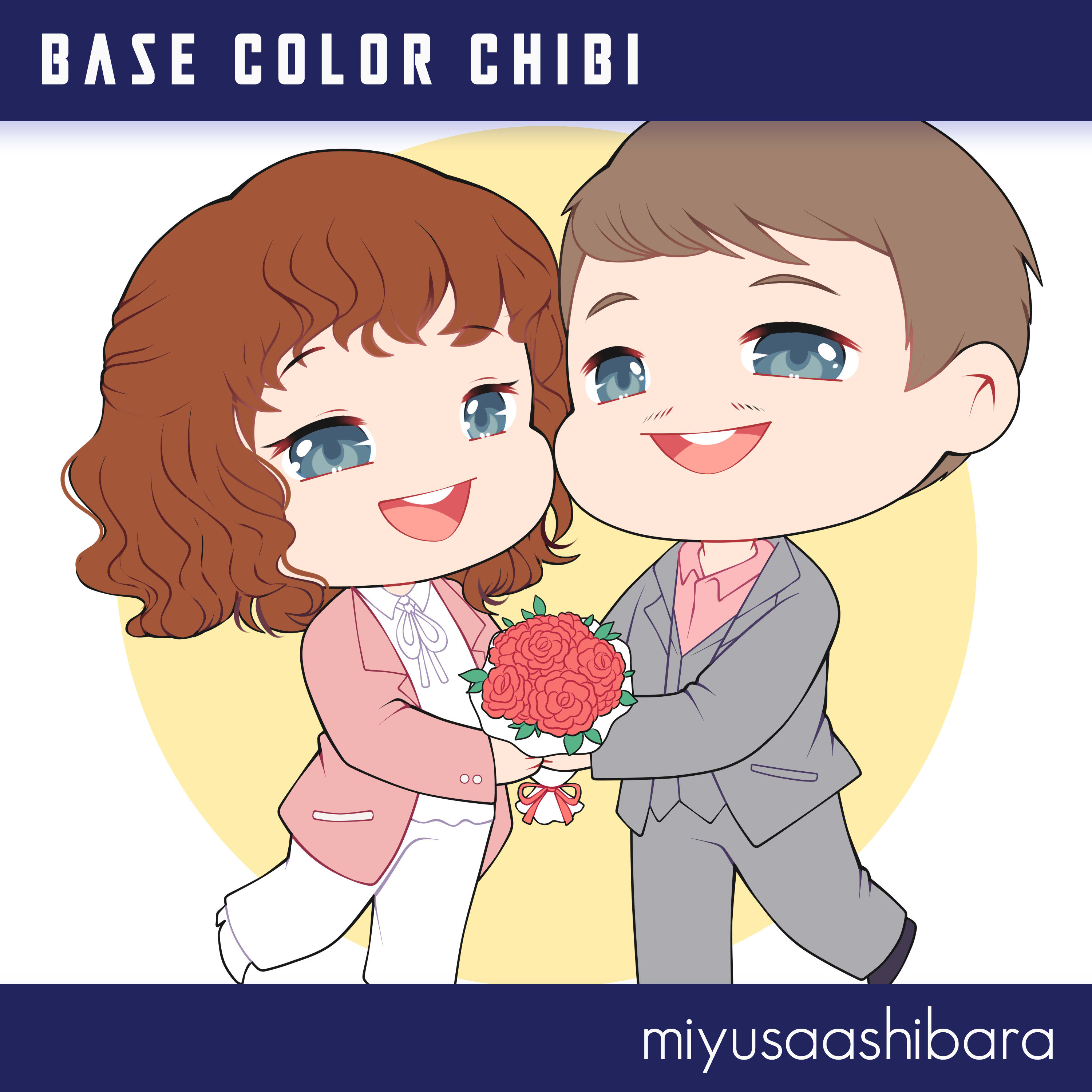 Anime Chibi Couple In Love Base Custom Fangirl Drawing Commission