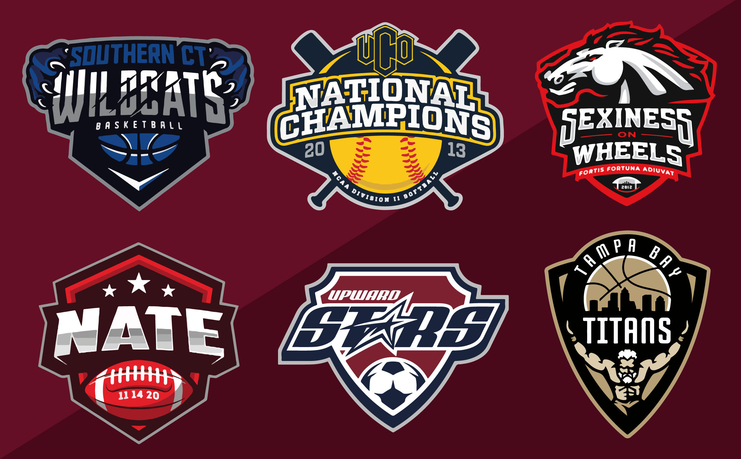 Softball Sports Teams Logos Baseball, Basketball, Football, And