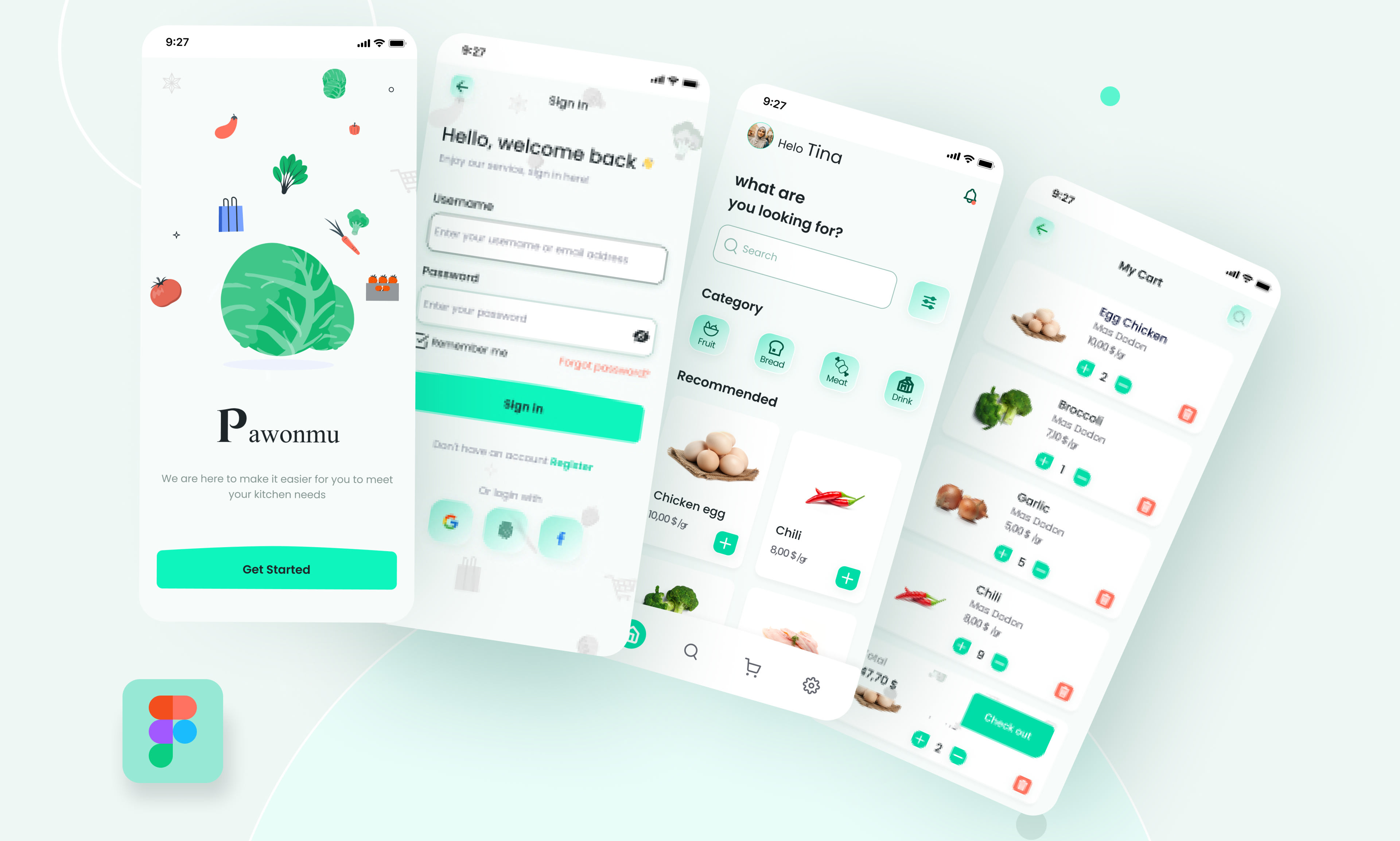 App UI Kit| ECommerce Food Grocery Delivery App UI| Peer To