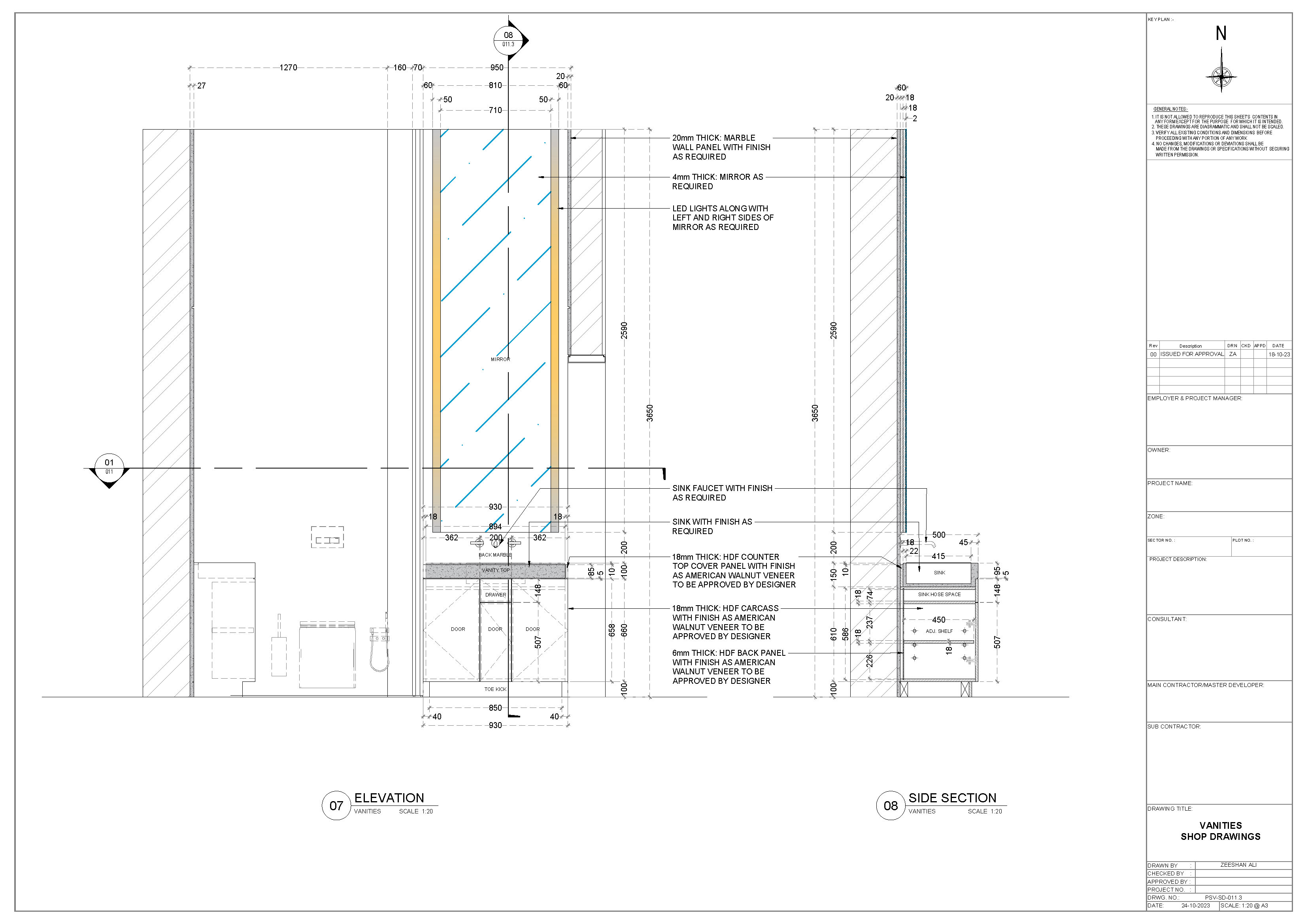Vanity Section Drawings