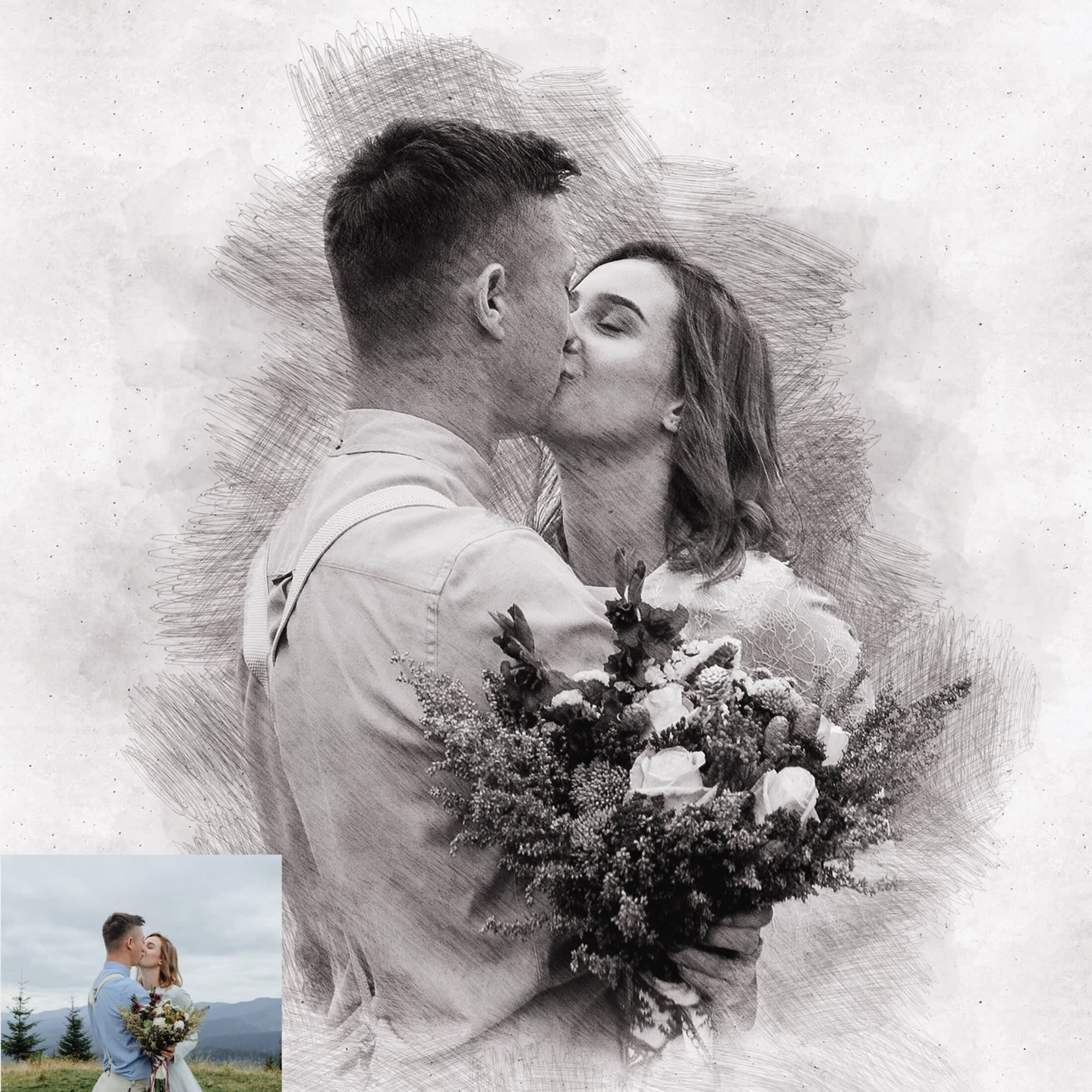 Couple Kissing Drawing Realistic
