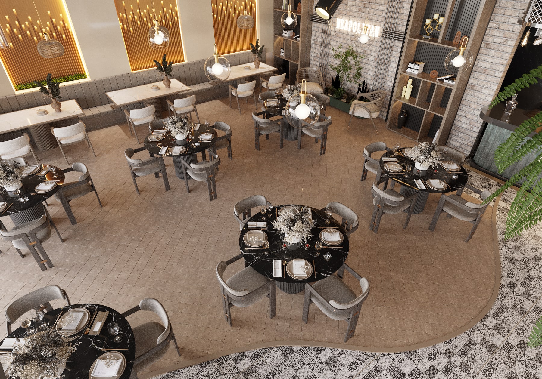 3d Restaurant Interior Decor TZ INTERIOR DESIGN 2021 (VRAY) 13.