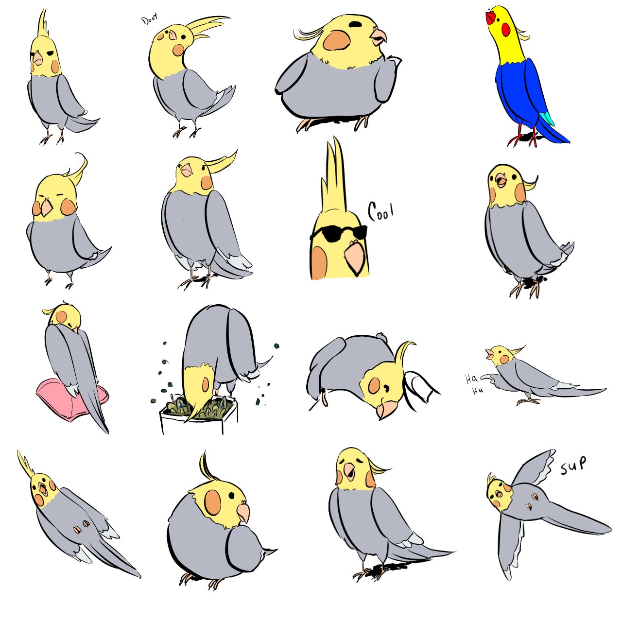 Digital Art & Collectibles Cockatiel Bird Twitch Emote Drawing ...