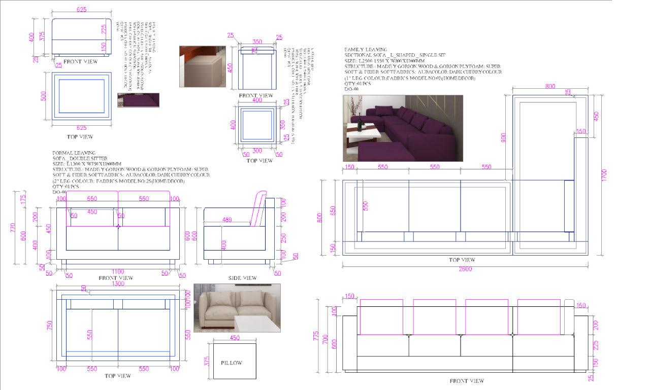 Sofa Shop Drawings SOFA ELEVATION | FREE CADS