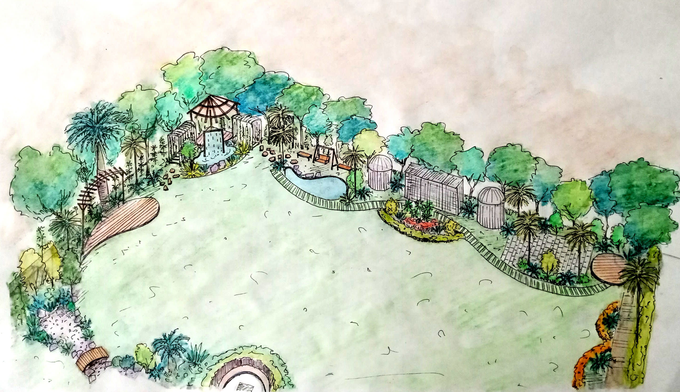 Landscape Architectural Renderings By Hand Freehand Concept Sketching