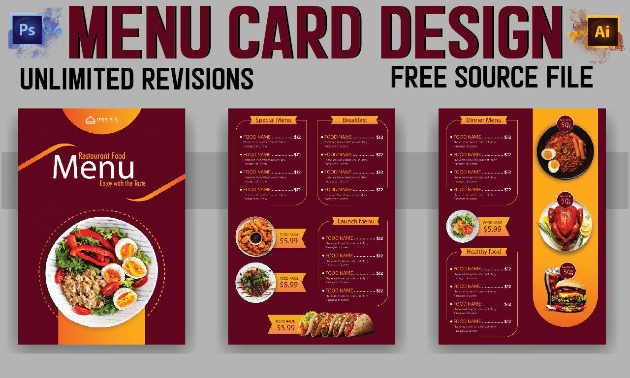 Diseño De Menú Logotipo Carta Diseño Logo Con Concepto Restaurante