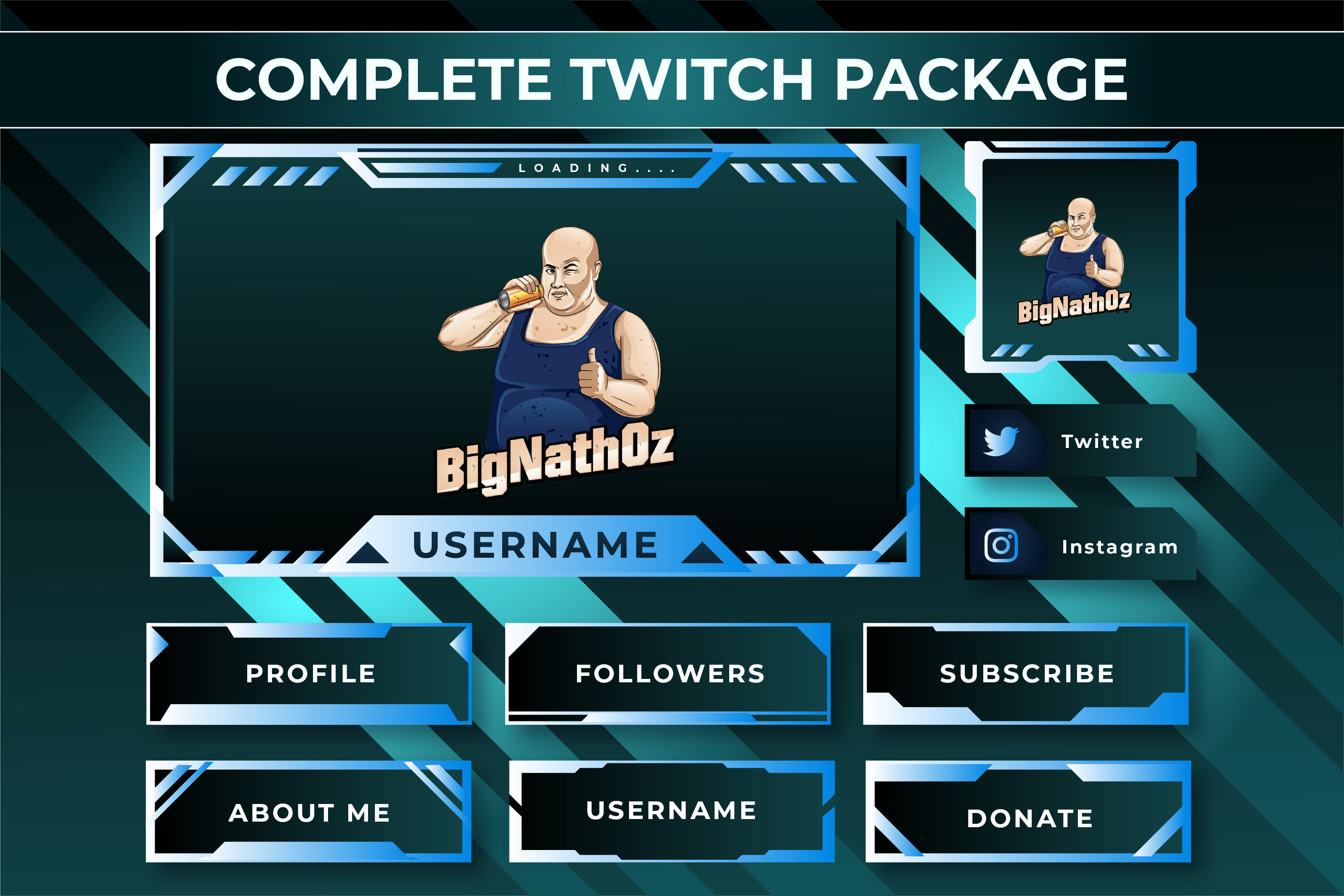 Stream Package Twitch Overlays Panels Screen Alerts Banners, 51% OFF