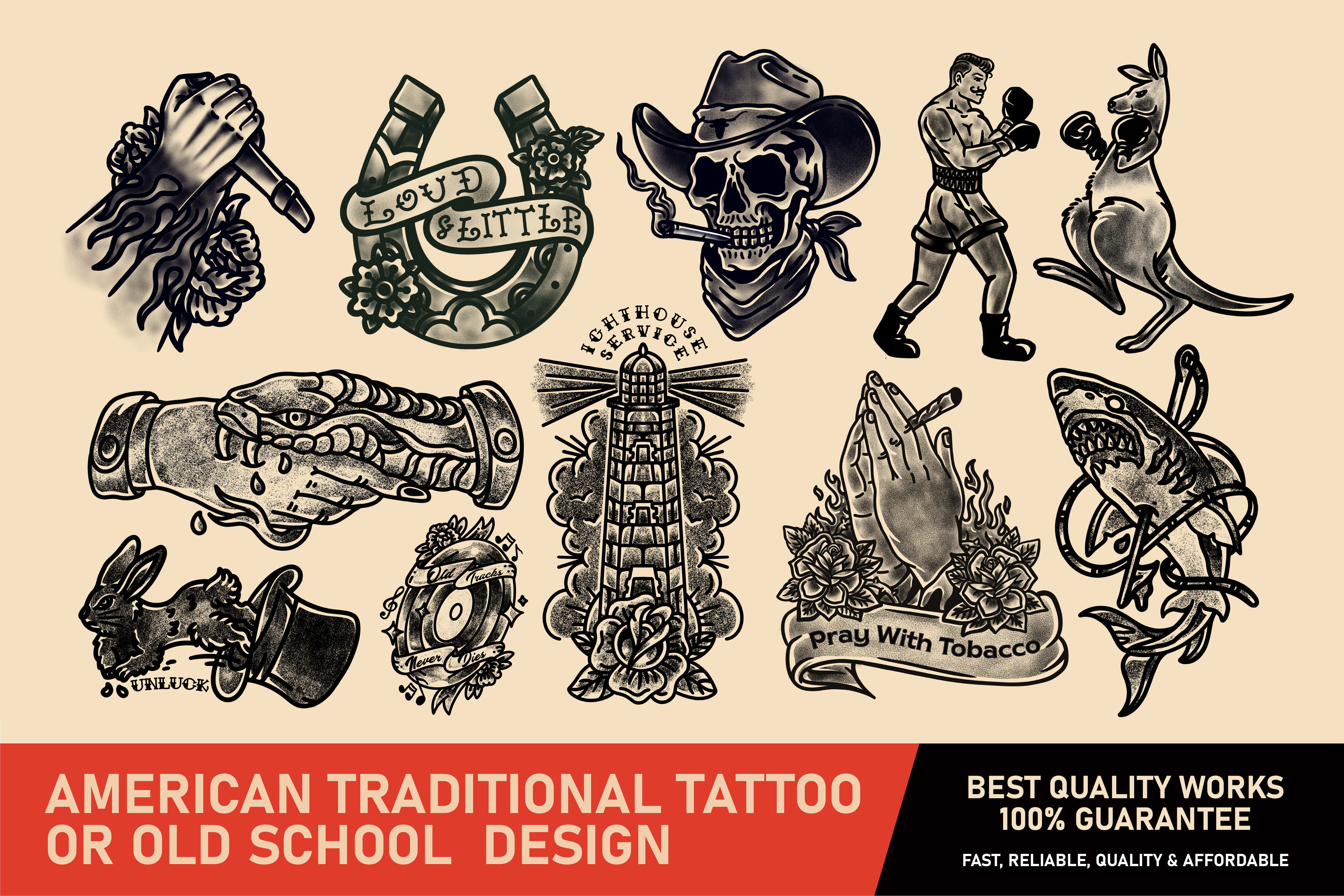 Traditional Style On A Large Scale Old School Tattoo Designs