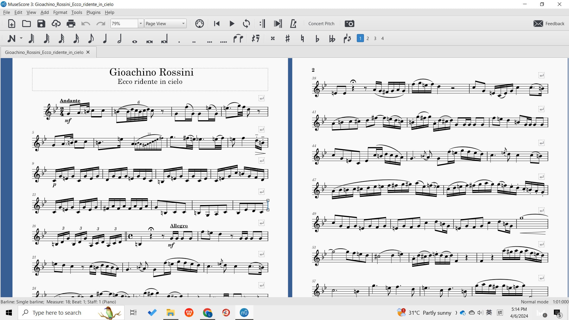 Musescore Making Sheet Music For Transposing Instrument