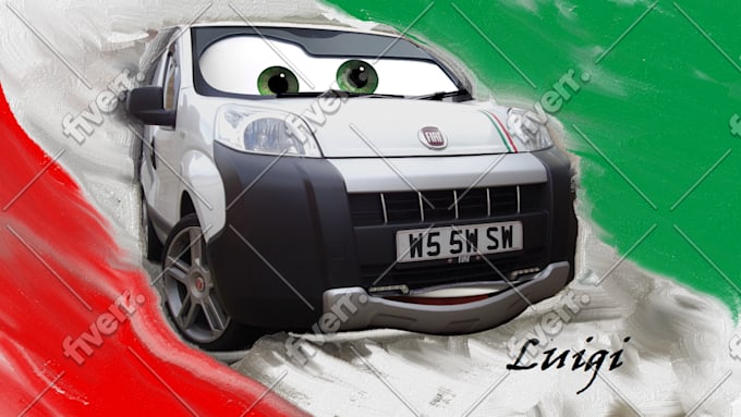 Add a pixar cars style face to any car photo by Casale
