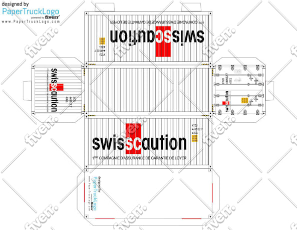 Make a papercraft shipping container with your logo on it by Papertrucklogo