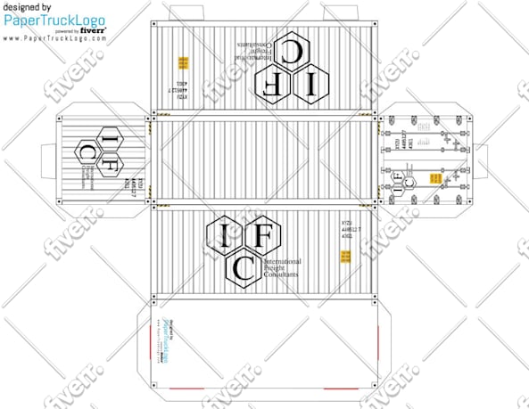 Make a papercraft shipping container with your logo on it by Papertrucklogo