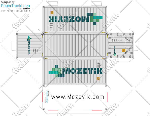 Make a papercraft shipping container with your logo on it by Papertrucklogo