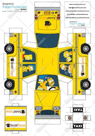 Make a papercraft nyc taxi with your logo on it by Papertrucklogo