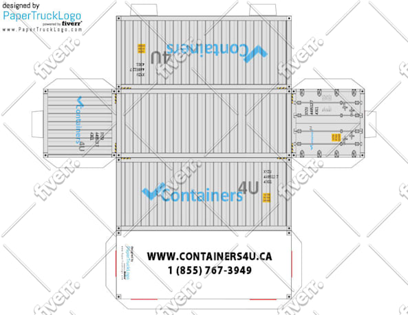 Make a papercraft shipping container with your logo on it by Papertrucklogo